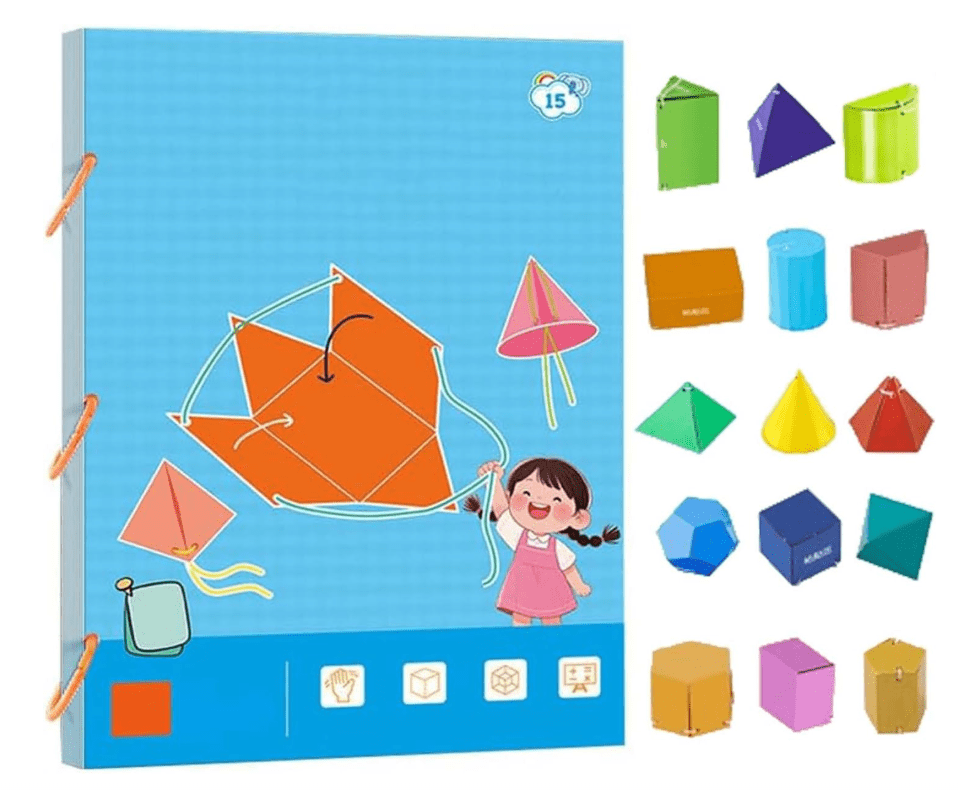 Pull String 3D Geometry Learning Book, Interactive Pull-String Geometry Learning Kit with Pop-Up ...