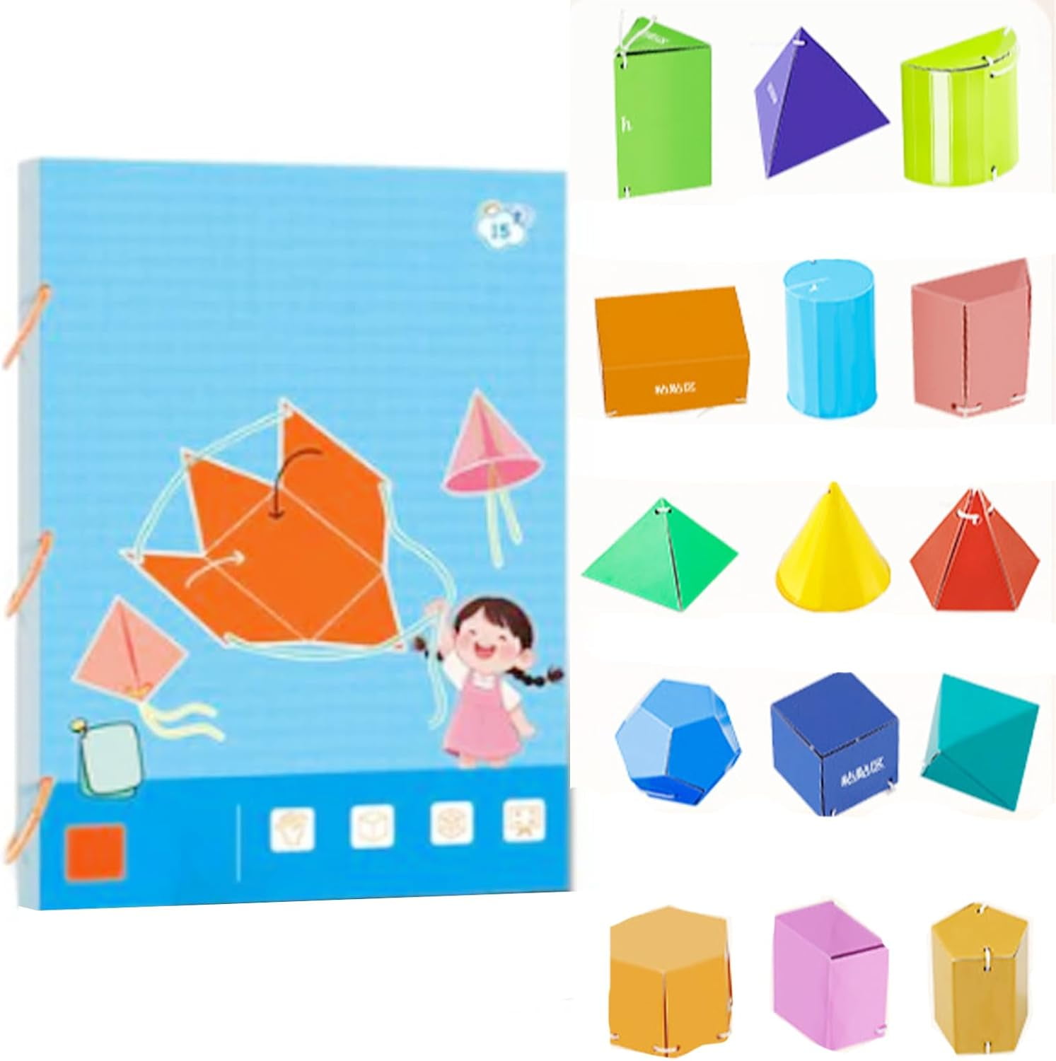 Pull String 3D Geometry Learning Book, Interactive Pull-String Geometry Learning Kit with Pop-Up ...