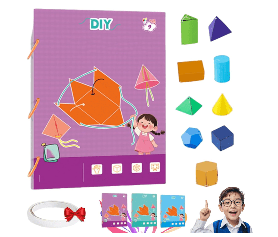 Pull String 3D Geometry Learning Book, Interactive Pull-String Geometry Learning Kit with Pop-Up ...