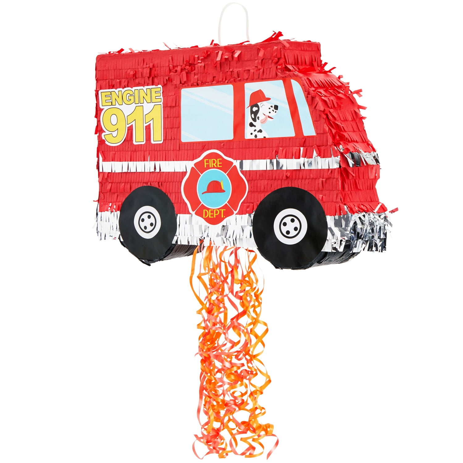 Fire Truck Pinata Pull String for Birthdays, Firefighter Decorations ...