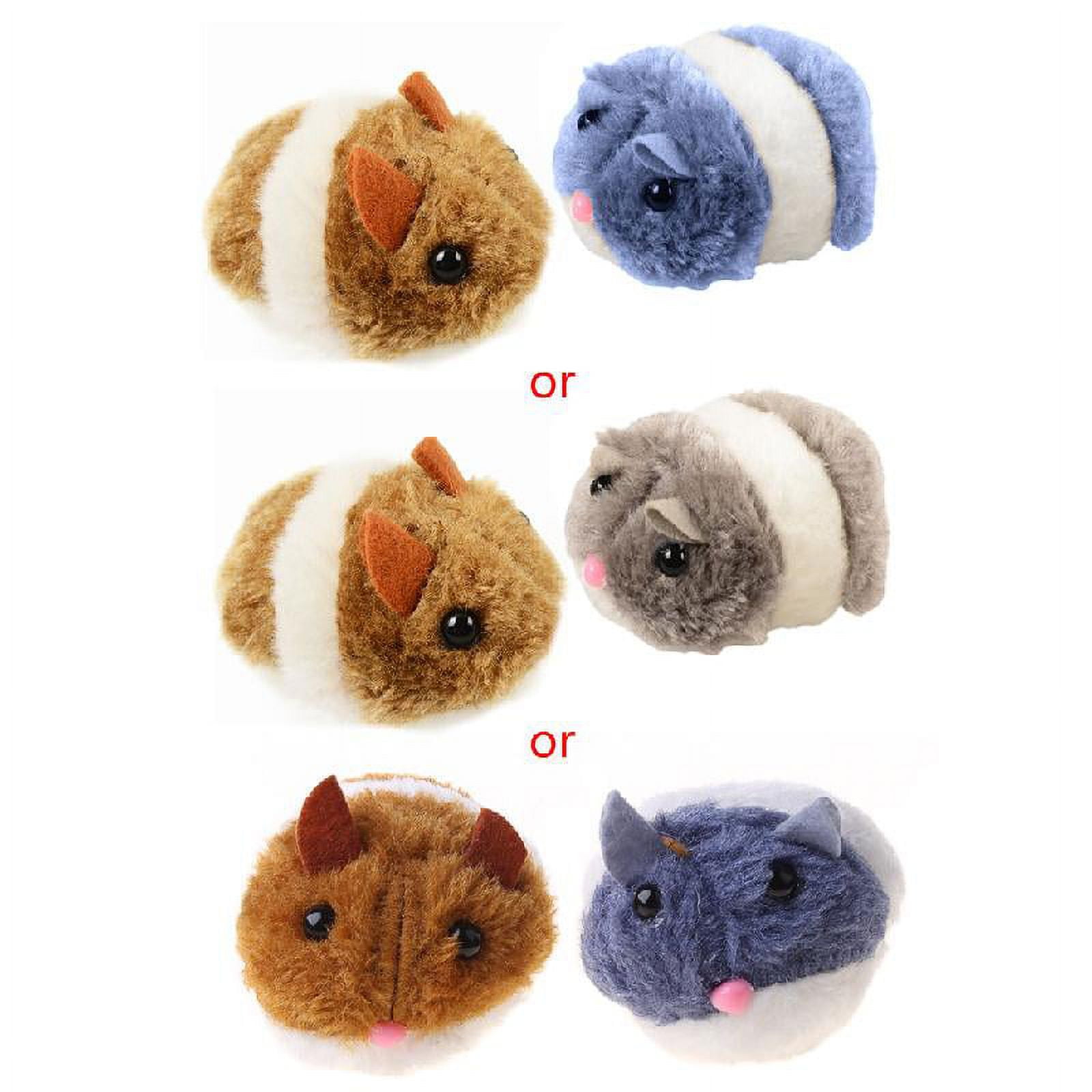 Pull String Mouse Vibrating Movable Interactive Toy Fluffy Plush Mice ...