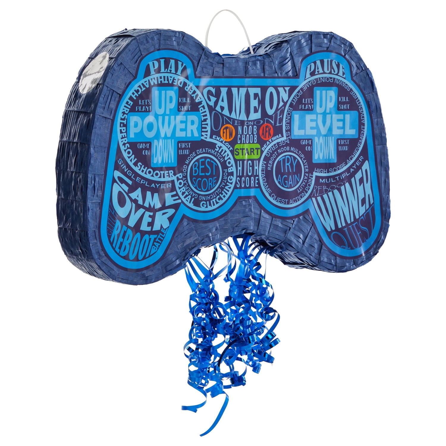 "Sparkle and Bash Pull String Video Game Pinata, Blue Gaming Controller ...