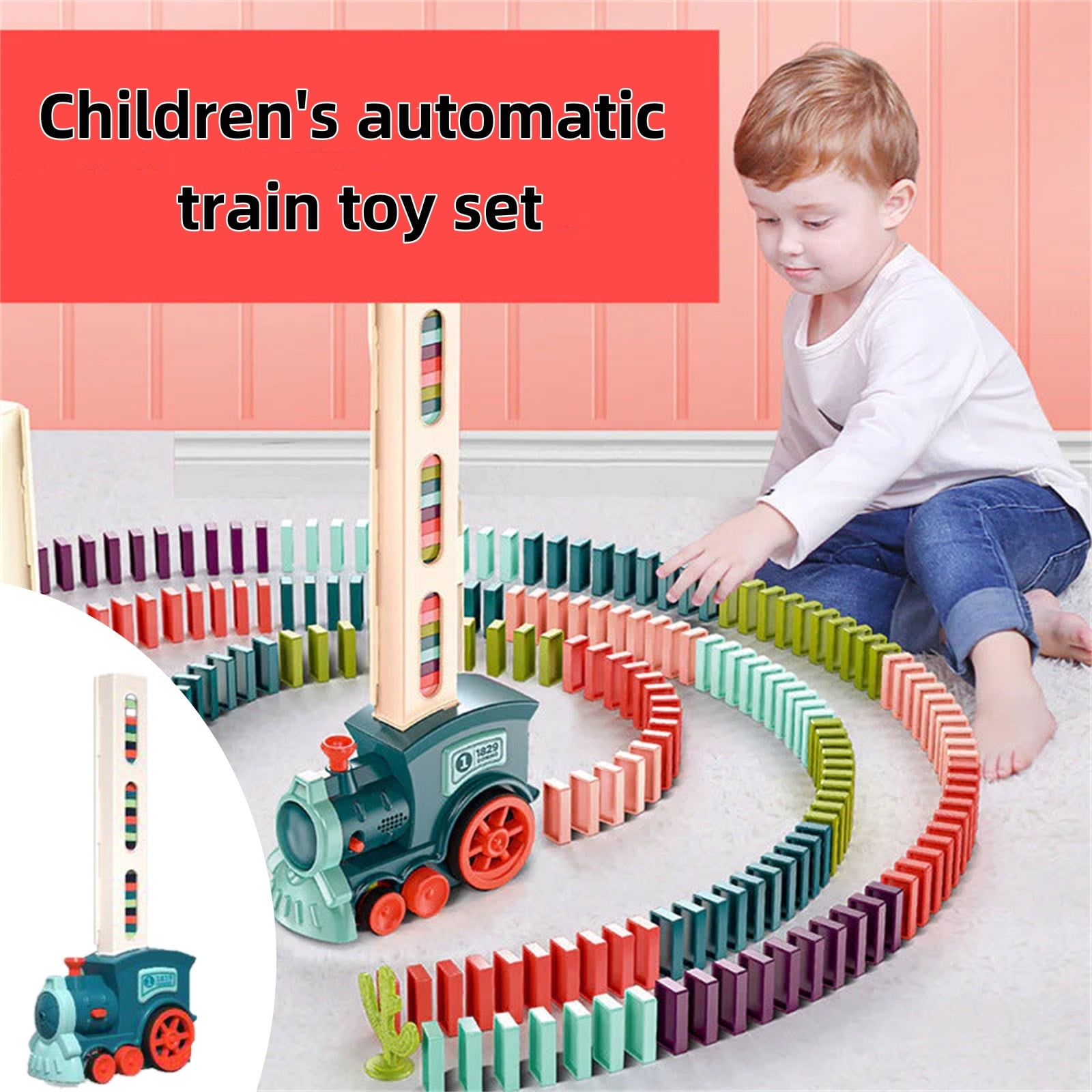 Pull Train Set Automatic Train Toy Set Kids Train Set With Sound And ...