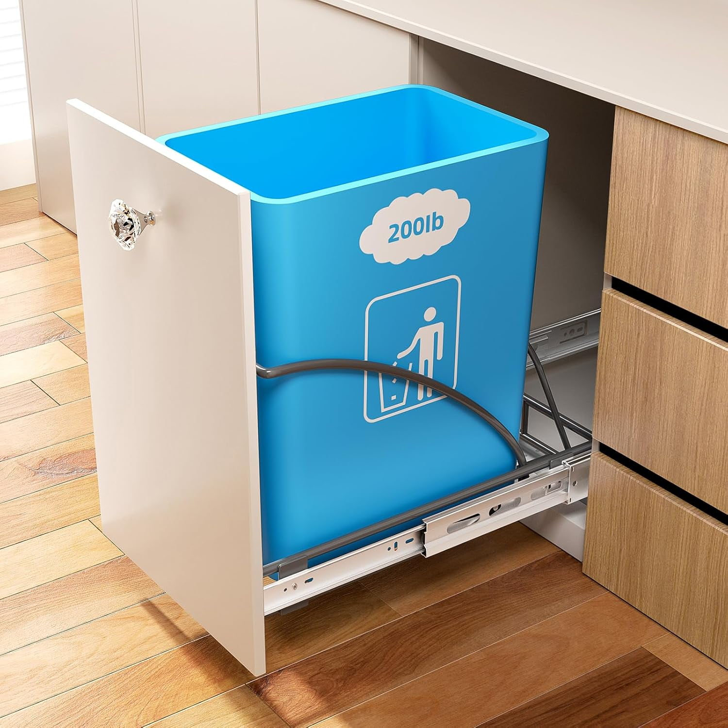 Pull Out Trash Can Under Cabinet, 50Qt 7-13Gal Garbage Can Cabinet ...