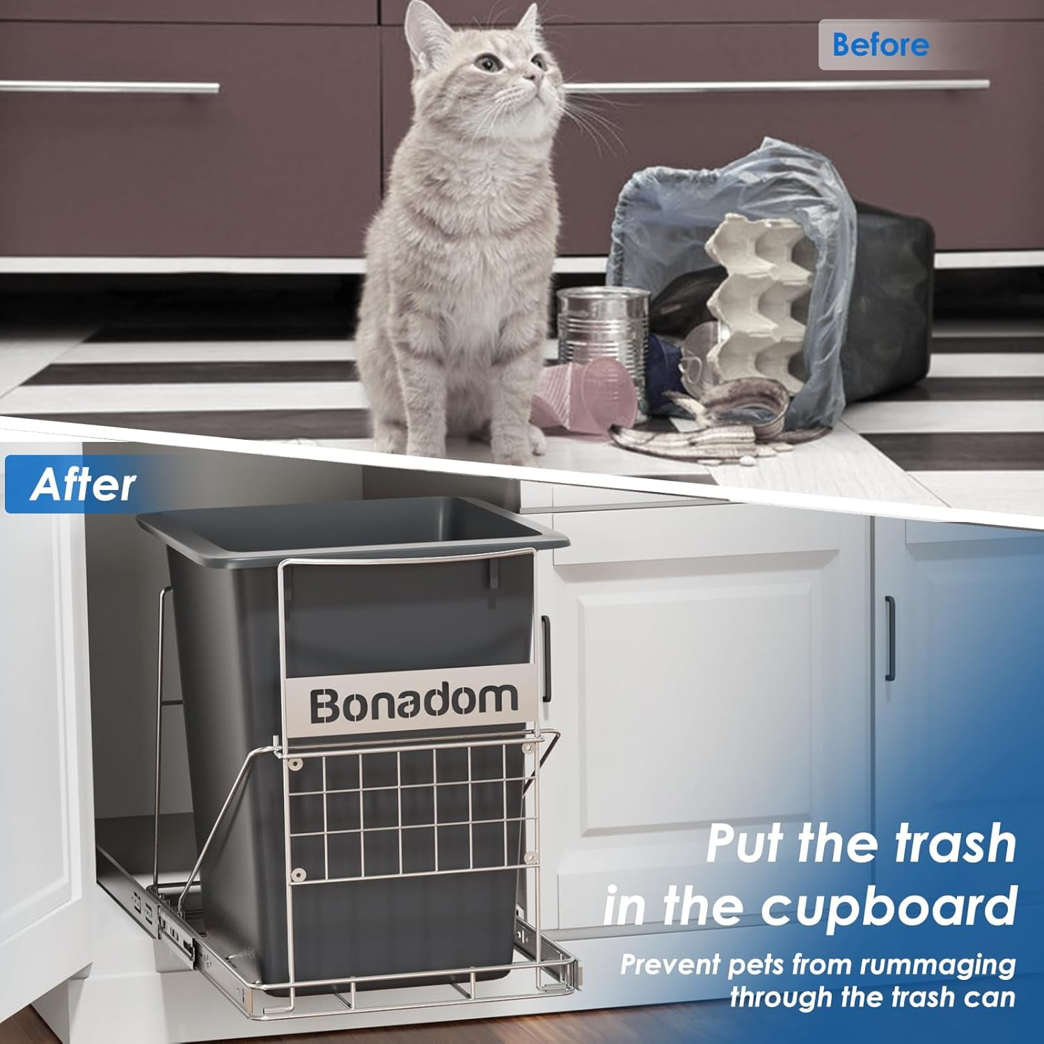 Pull Out Trash Can Under Cabinet, Adjustable Under Sink Trash Can Pull ...