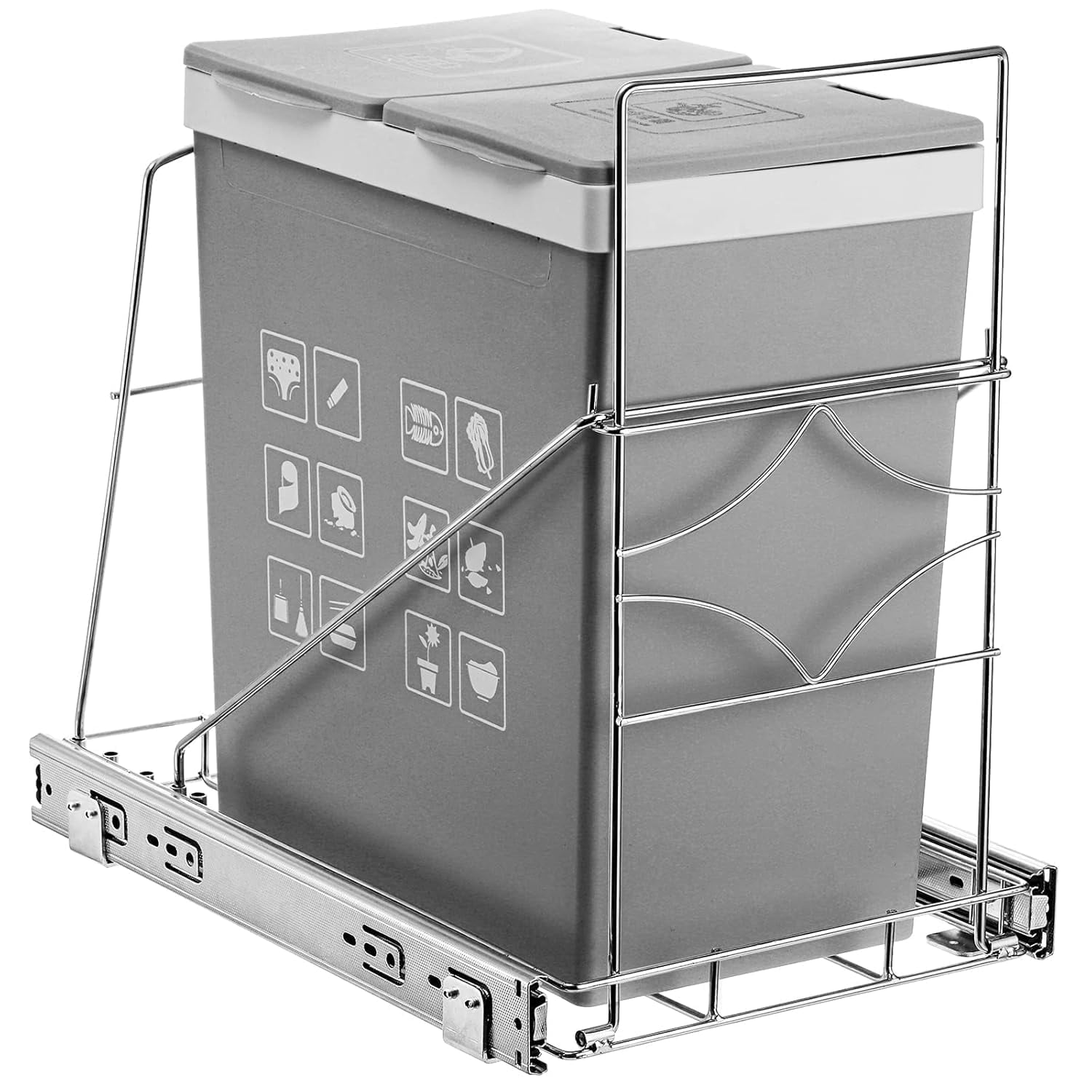 Pull Out Trash Can Under Cabinet, Adjustable Stainless Steel Under Sink ...