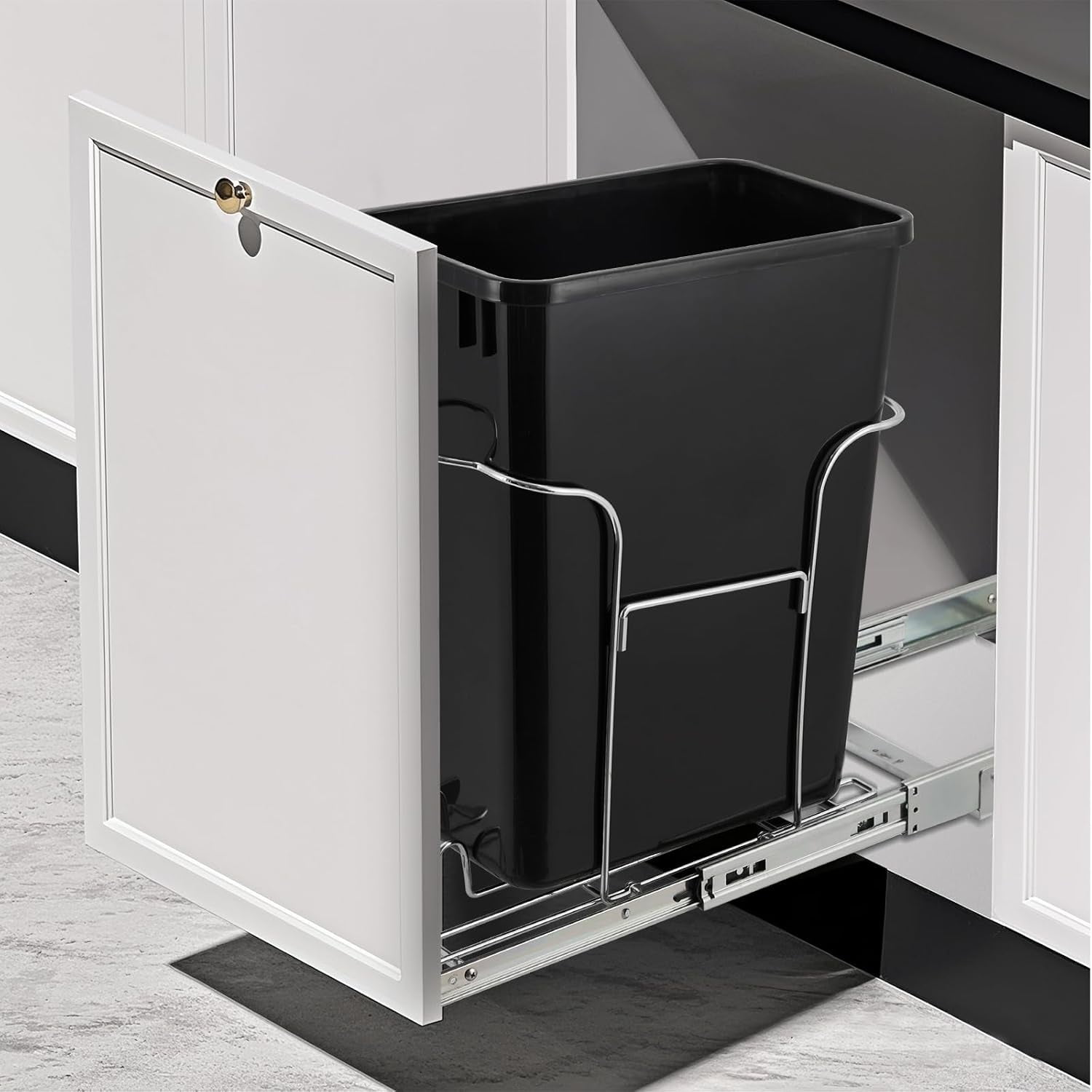 Pull Out Trash Can Under Cabinet, Stainless Steel Slide Out Garbage Can ...