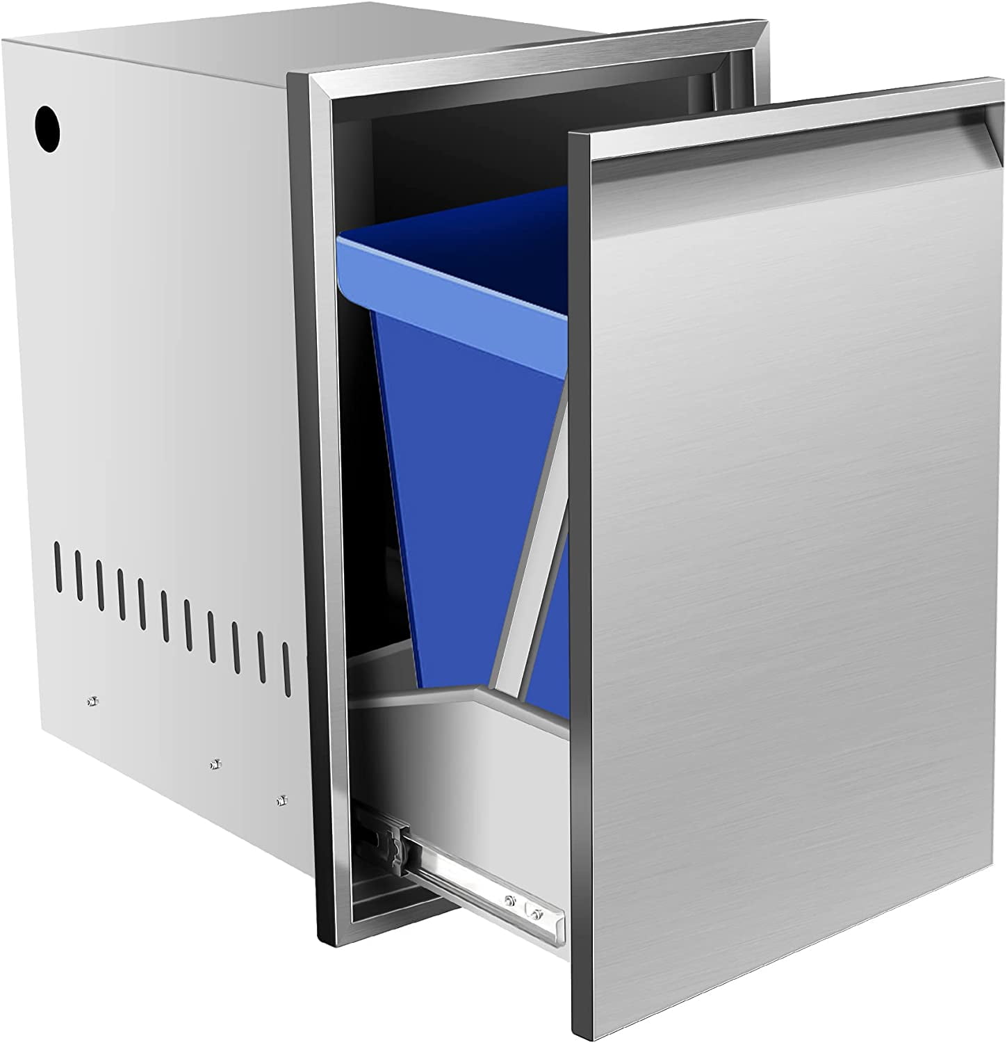 Pull Out Trash Drawer 16"W x 22.3"H x 18"D Stainless Steel Sliding ...