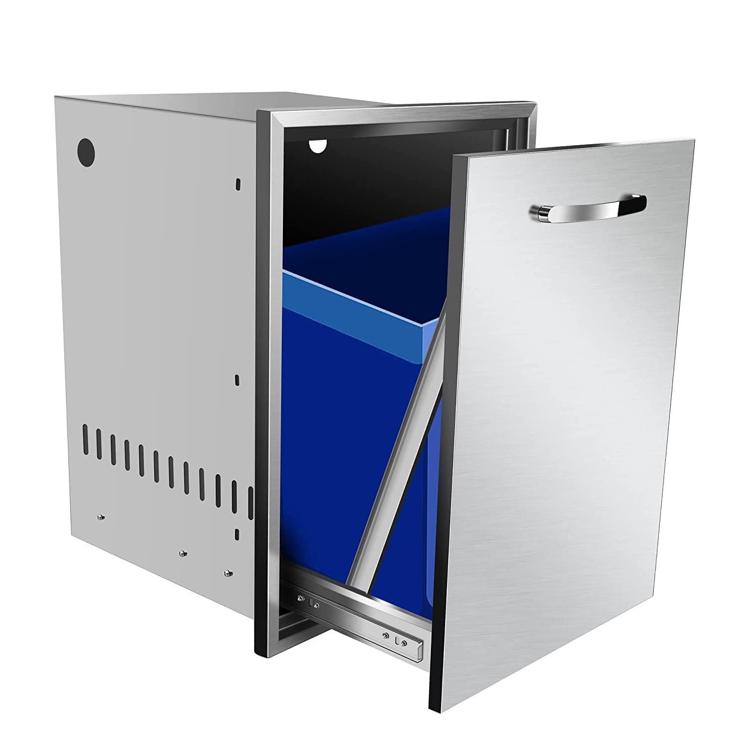 Pull Out Trash Drawer, 17''W x 23''H x 16''D Stainless Steel Built-in ...