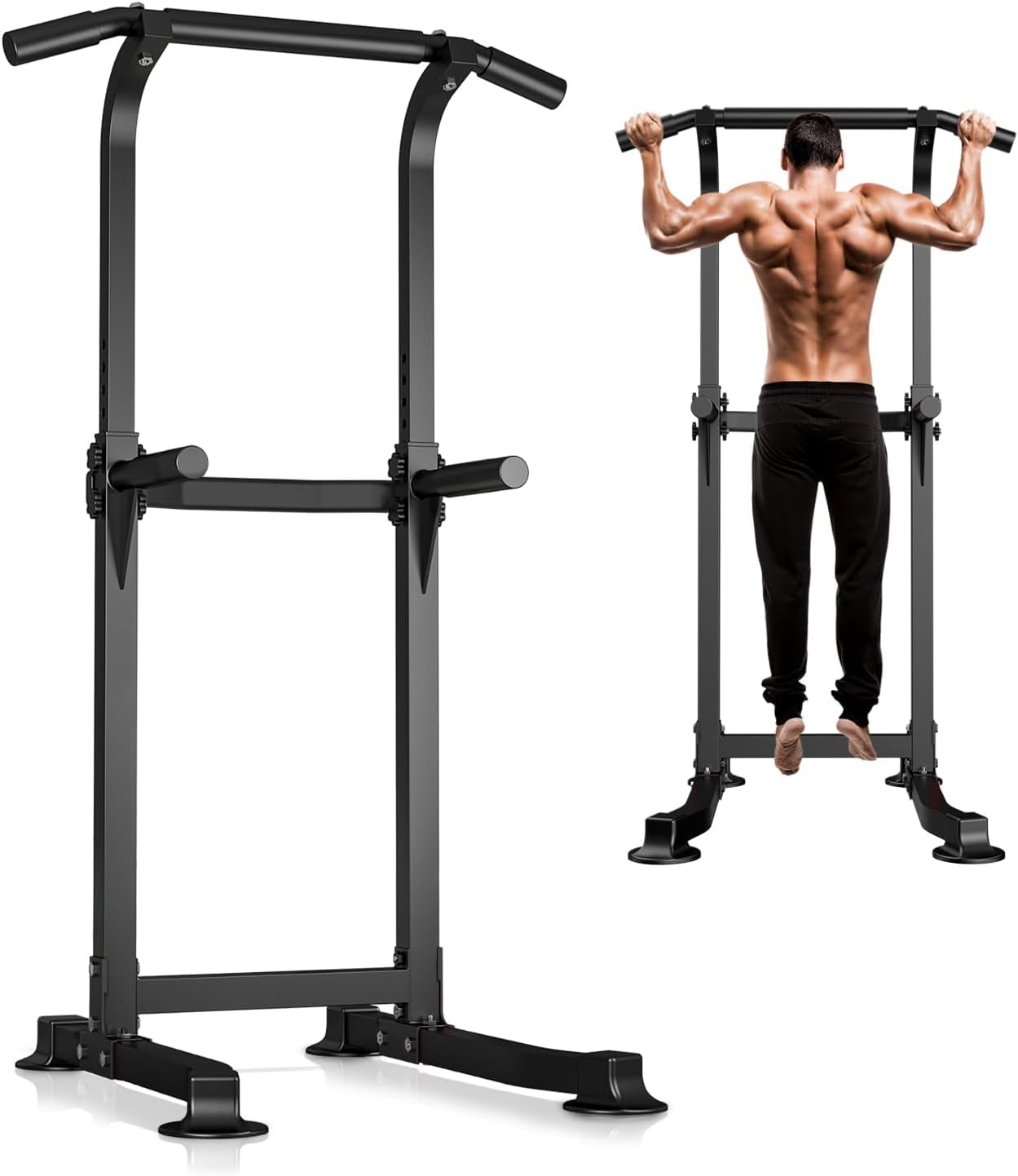 Pull Up Bar Dip Bar Power Tower Workout Dip Station Height Adjustable ...