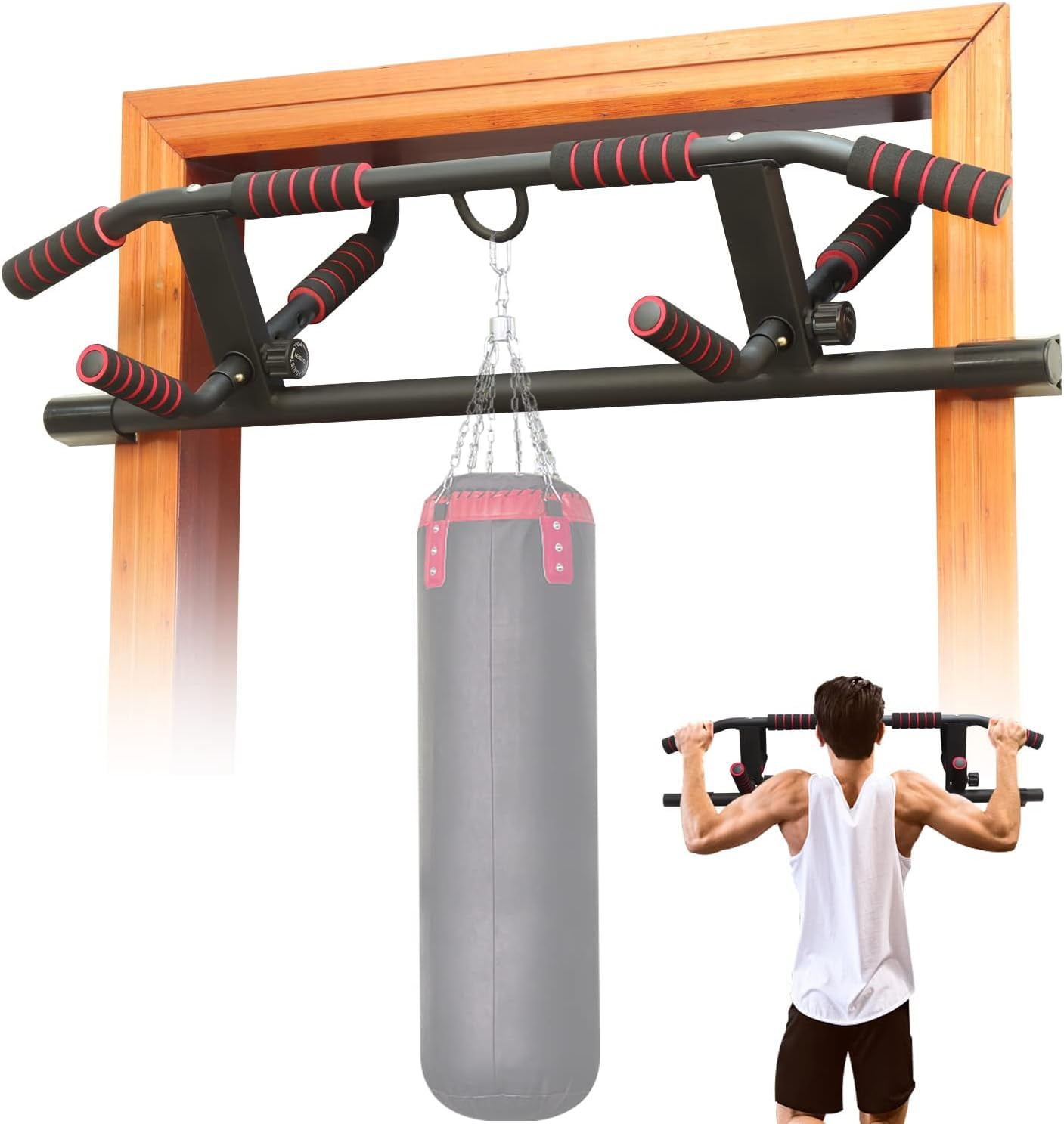 Pull Up Bar for Doorway，Adjustable Width Indoor Exercise Bar，Multi-Grip ...