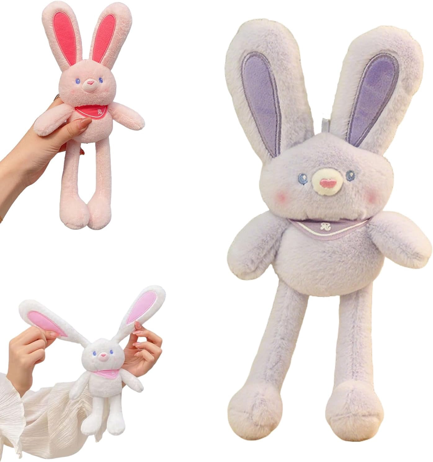 Pull-Up Rabbit Plush Toy, 12 inches Easter Stuffed Funny Rabbit Plush ...