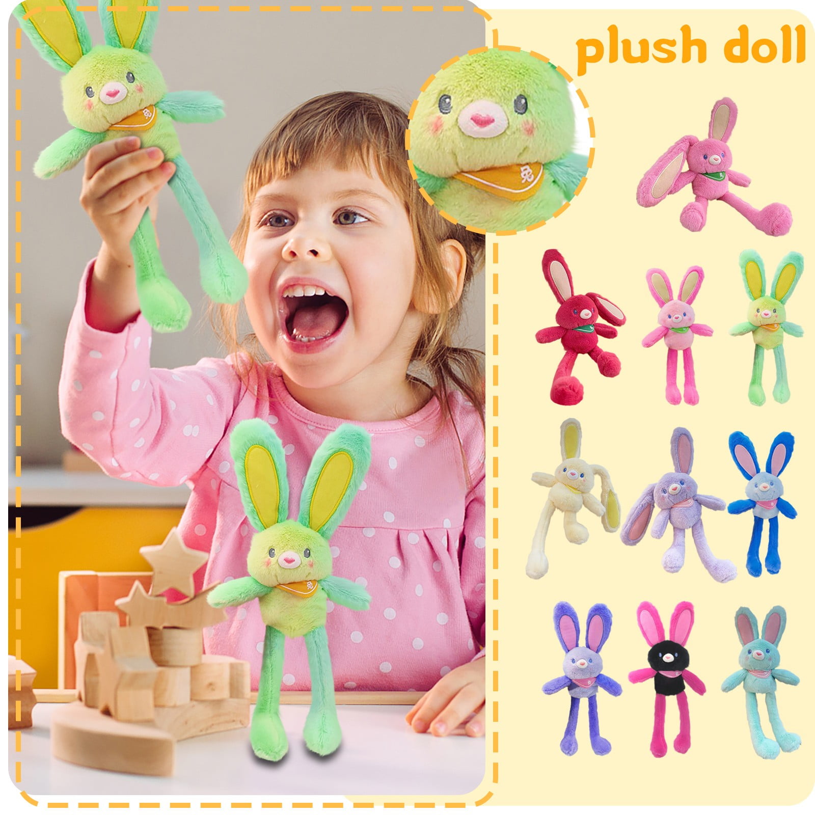 Pull_Up Rabbit Plush Toy, Interactive Stretchy Design, Switchable Ears ...