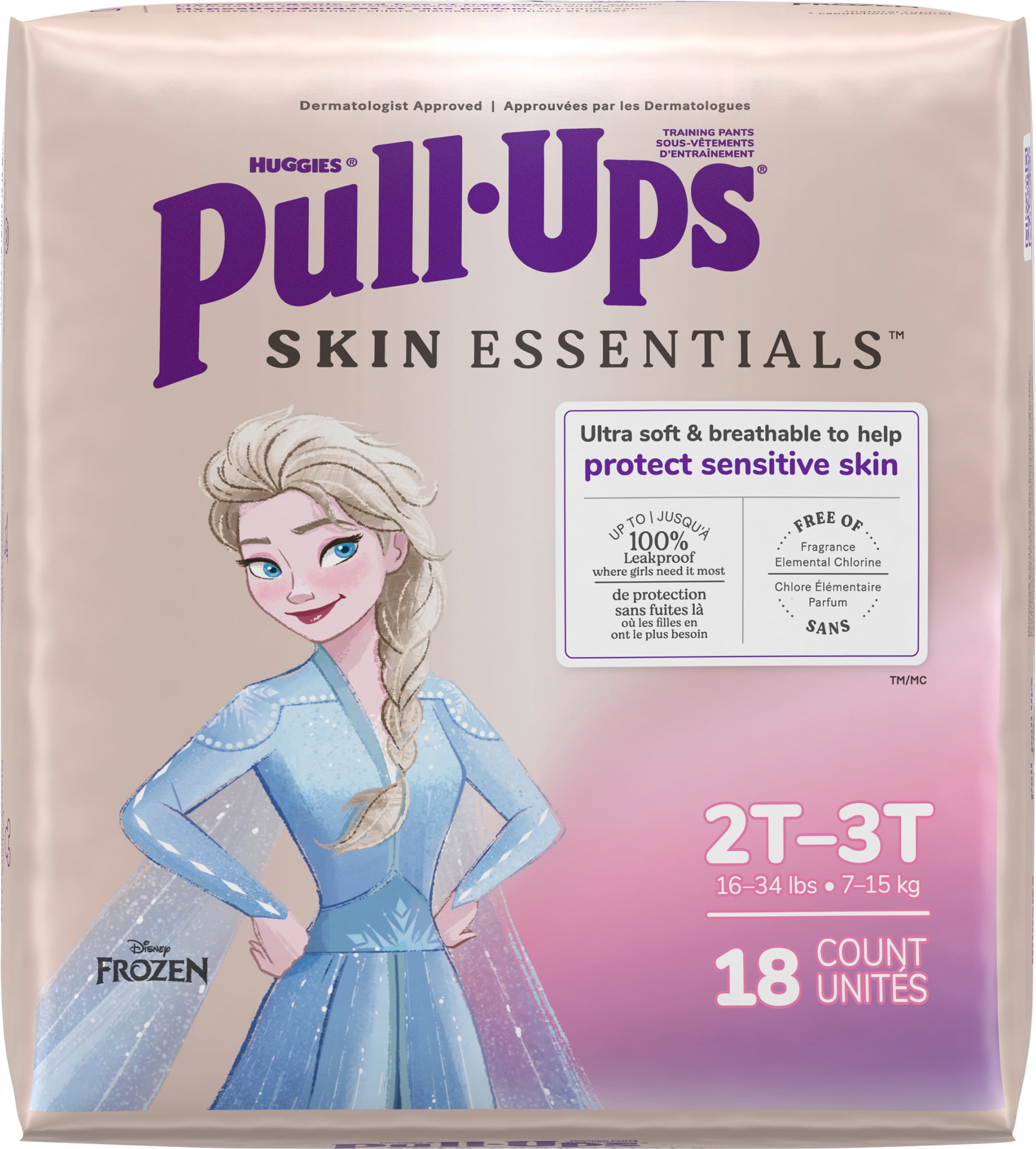 Pull-Ups Girls' Skin Essentials Training Pants, 2T-3T, 16-34 lbs ...