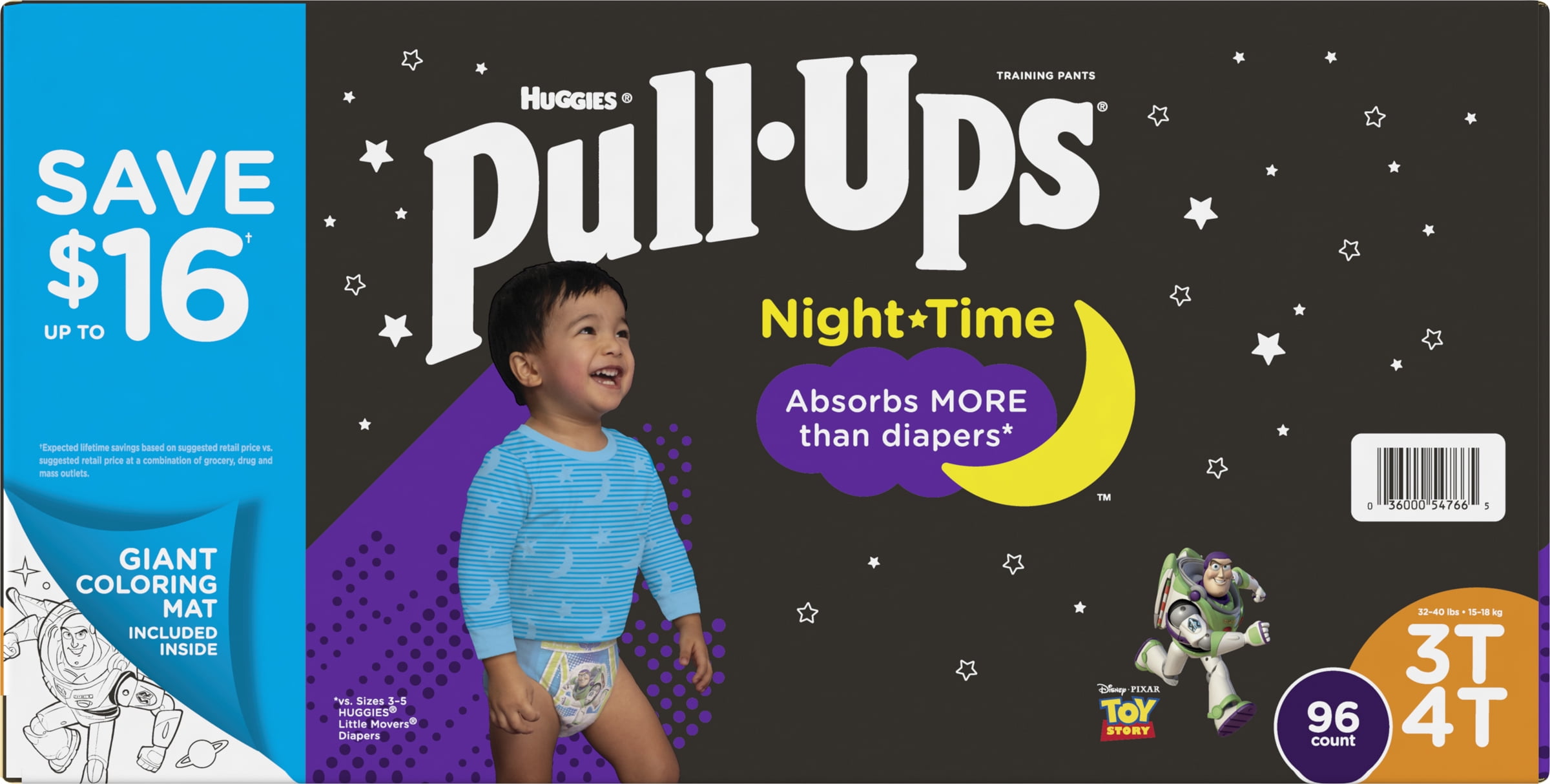 Pull-Ups Nighttime Potty Training Pants for Boys 3T-4T (32 - 40 lbs ...