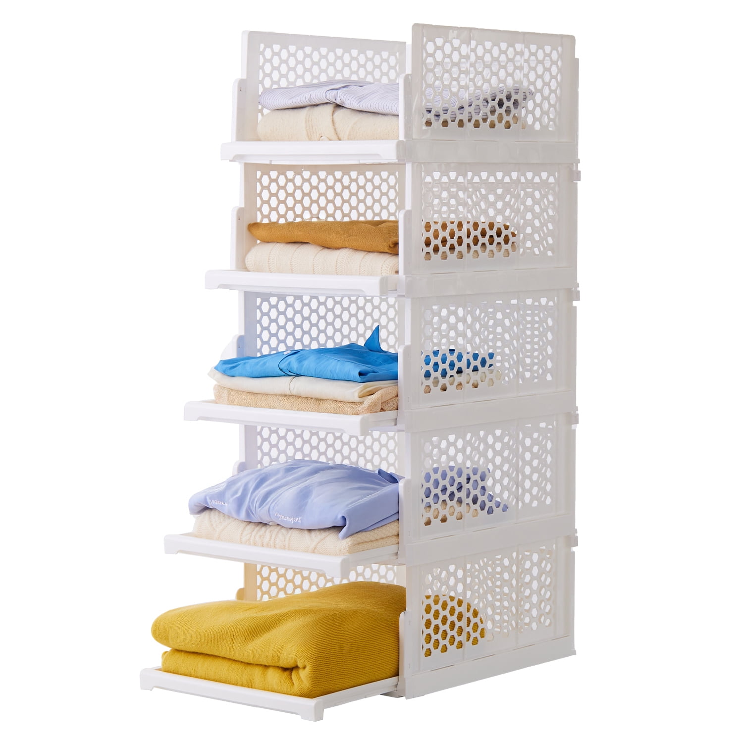 Pull-out Plastic Storage Basket,Stackable Closet Organizers Drawer Anti ...