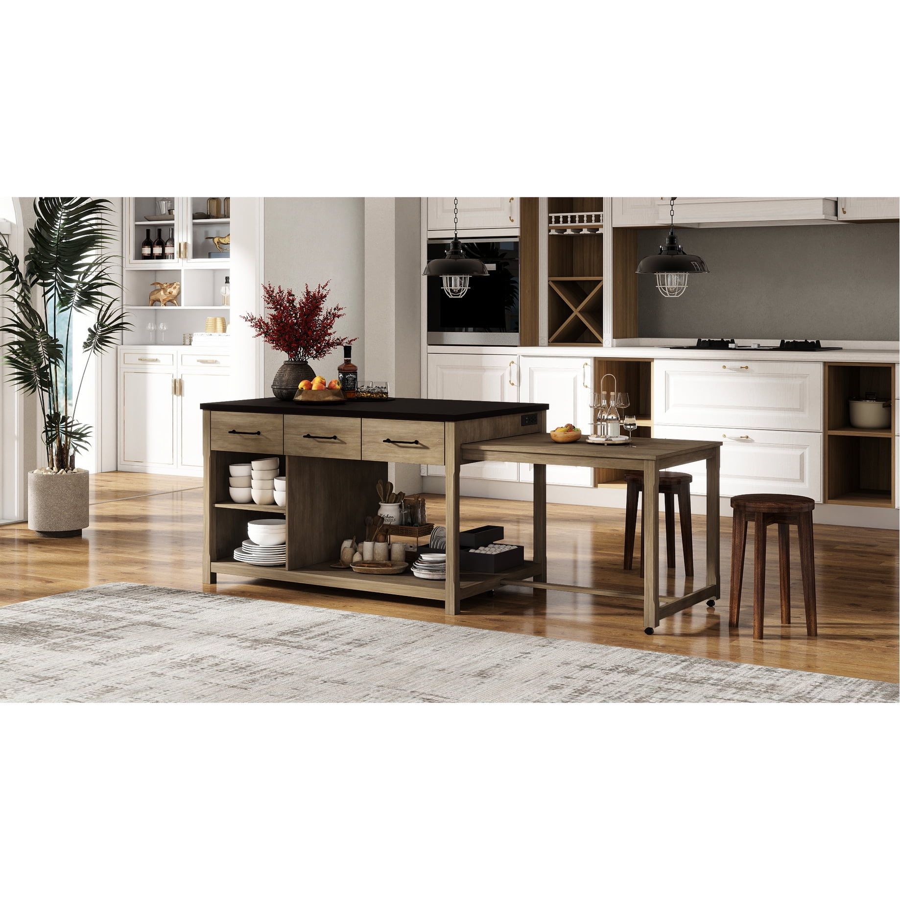 Pull - out area, built - in power and ports | Useful for multitasking ...