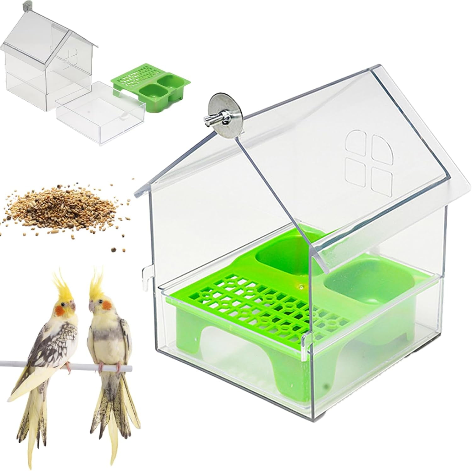 Pull-Out External Parrot Feeder,Hanging Wild Bird Seed with Squirrel ...