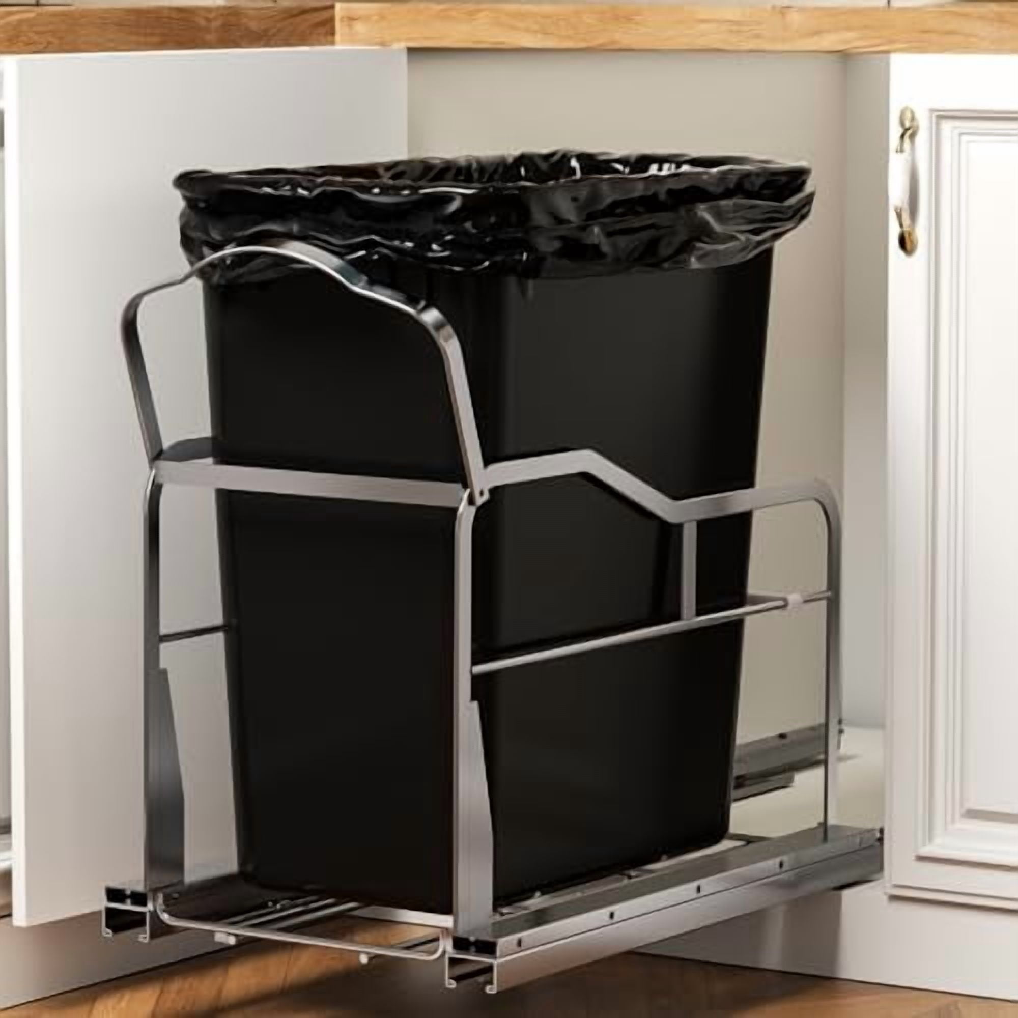 Pull oUT tRASH cAN uNDER cABINET WITH sOFT-cLOSE sLIDES，hEAVY dUTY ...