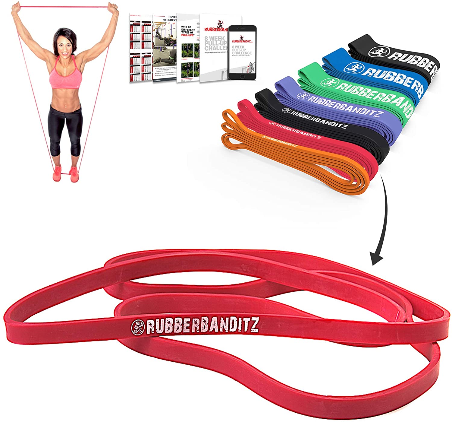 RubberBanditz Pull Up Assit Bands | Heavy Duty Resistance Exercise ...