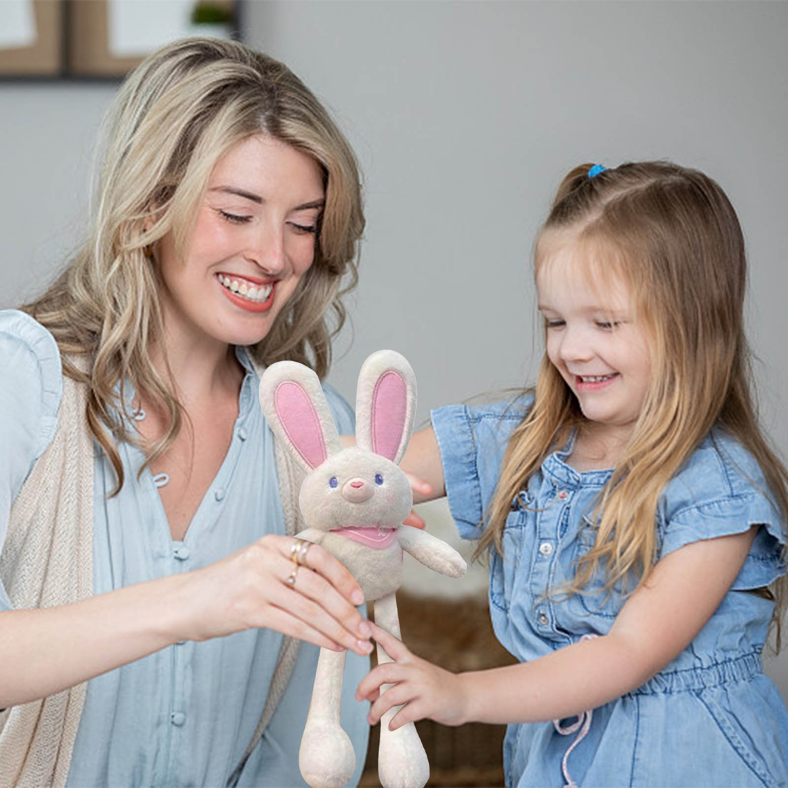 Pull up Rabbit Plush Toys Easter Bunny Pull-Out Funny Rabbit Plush ...