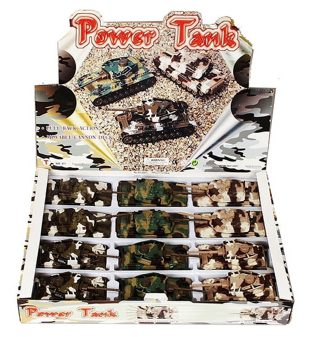 Pullback Power Army Tank Diecast Car Package - Box of 12 assorted 4.5 ...