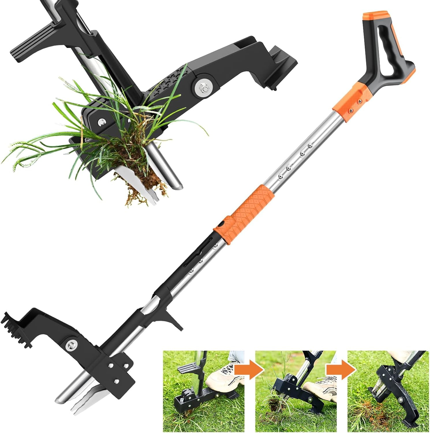 Puller Tool,Detachable Stand Up Weed Puller with Long Handle,3-Claw ...
