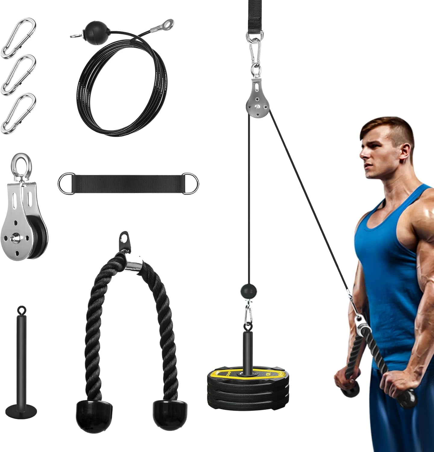 Pulley System for Home Gym, Cable Pulley System Gym for LAT Pulldown ...