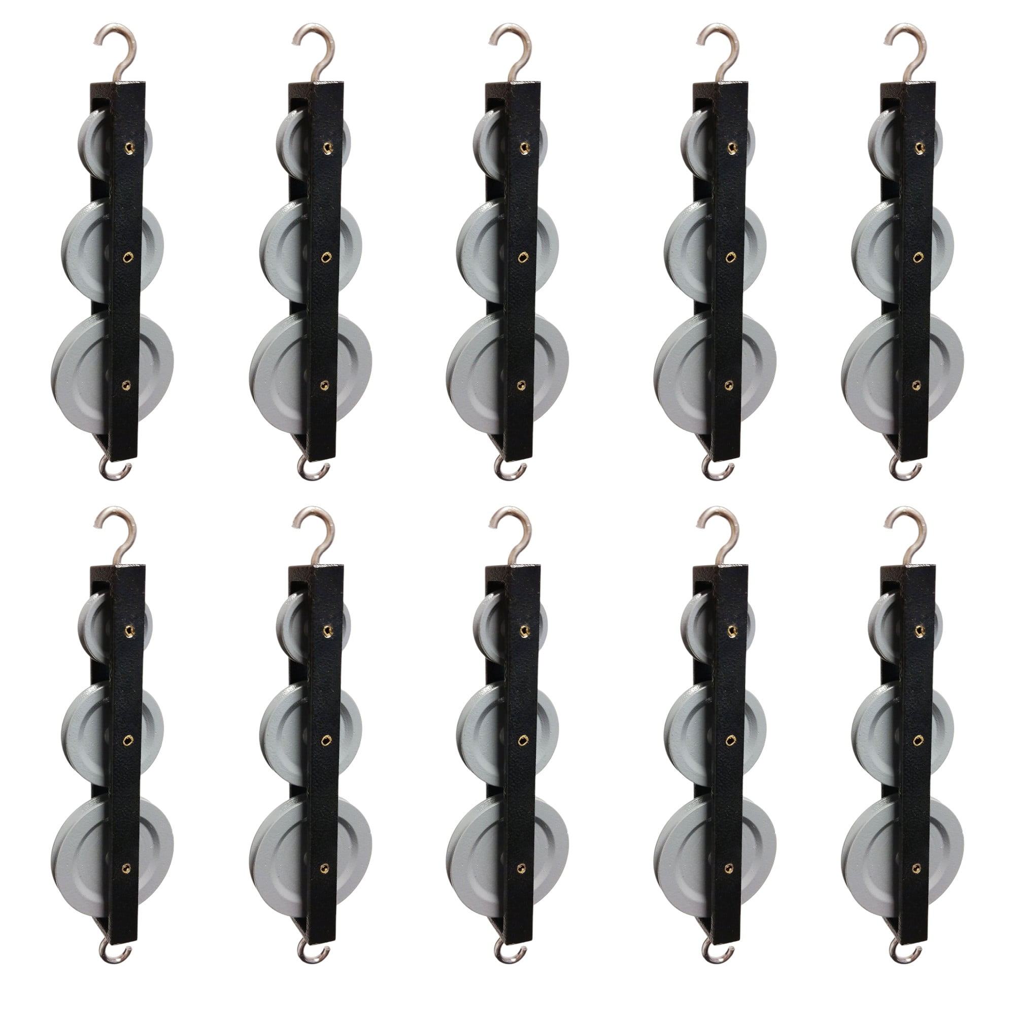 Pulley Triple Tandem Painted Metal, with three wheels 25, 38 and 50mm ...