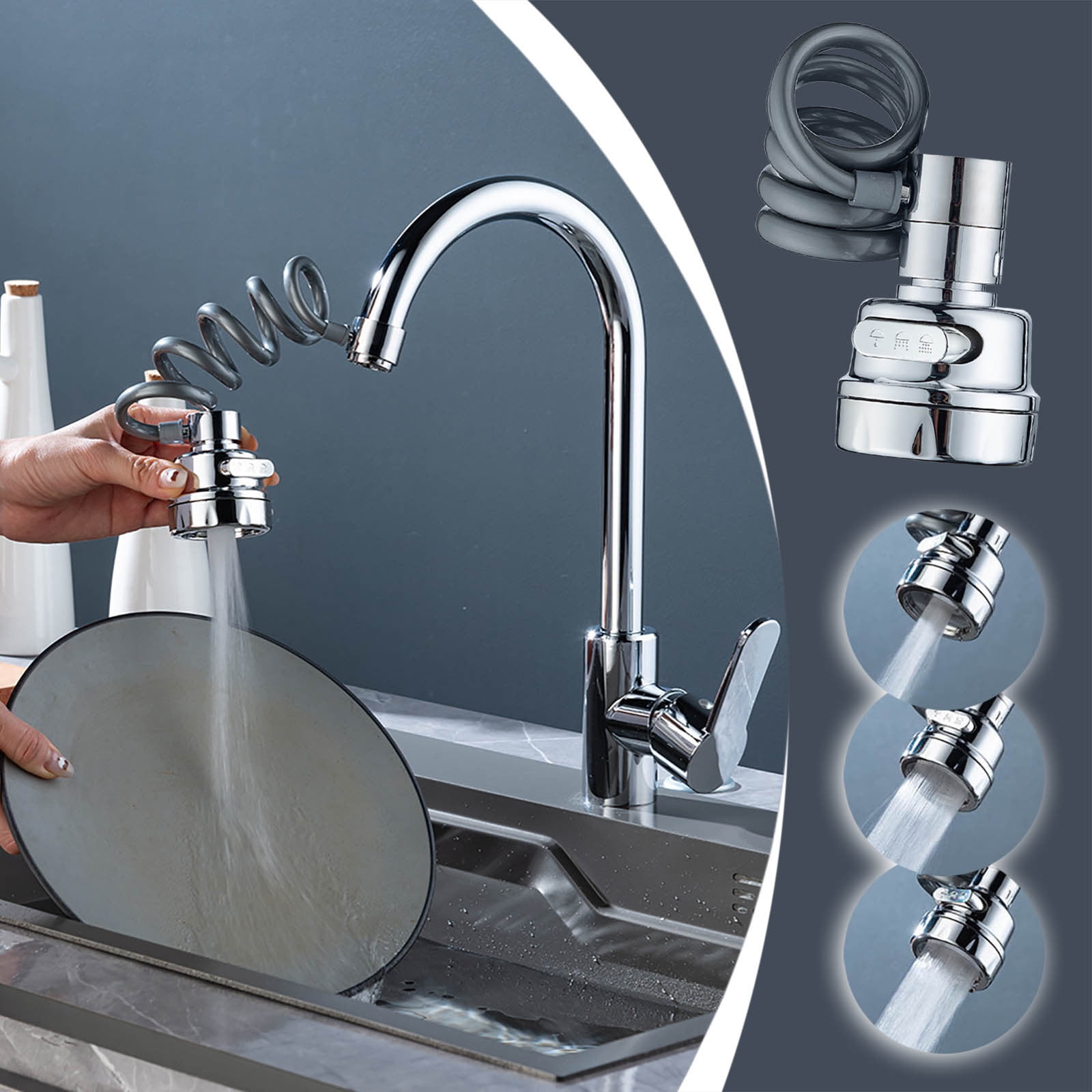 Pulling Faucet Extender | Advanced Pull-Out Kitchen & Bathroom Sink Attachment | 3-Speed ...