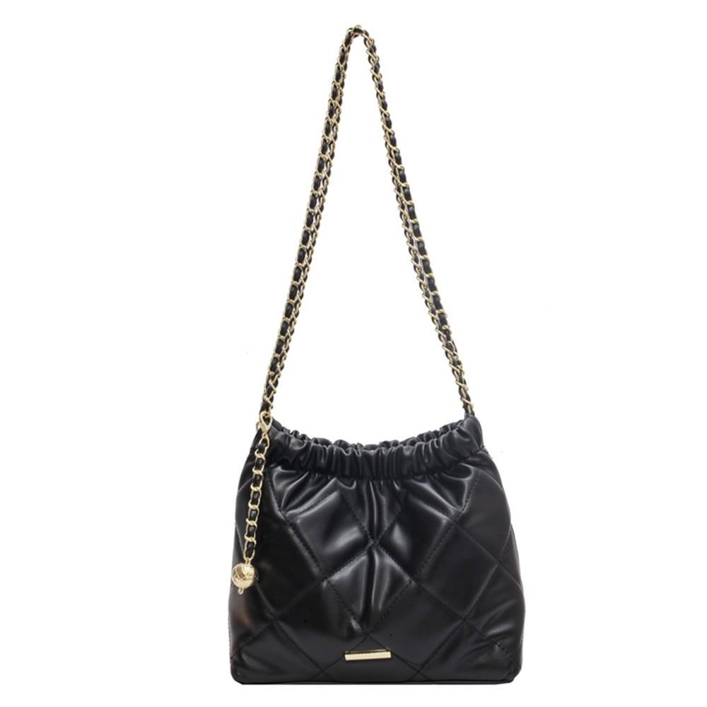 Pulling rope PU leather tote bag fashion shoulder bag, rhombic chain ...