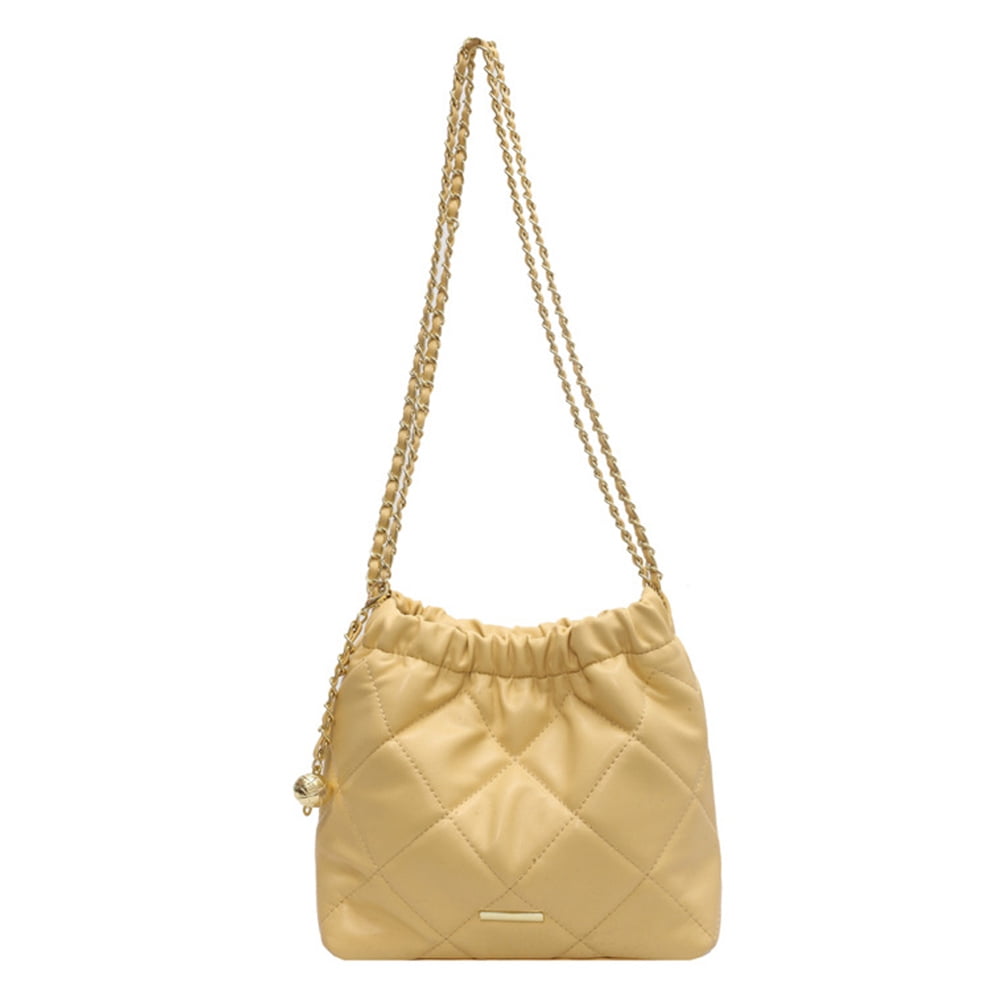 Pulling rope PU leather tote bag fashion shoulder bag, rhombic chain ...