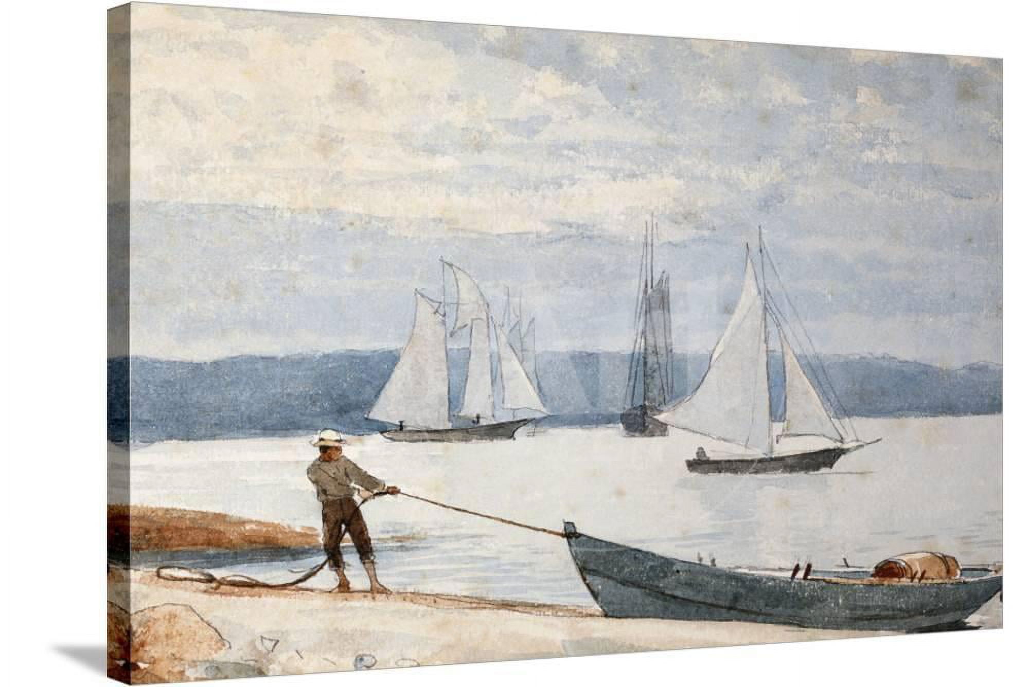 Pulling the Dory, 1880, Figurative Scenic Transportation Stretched ...