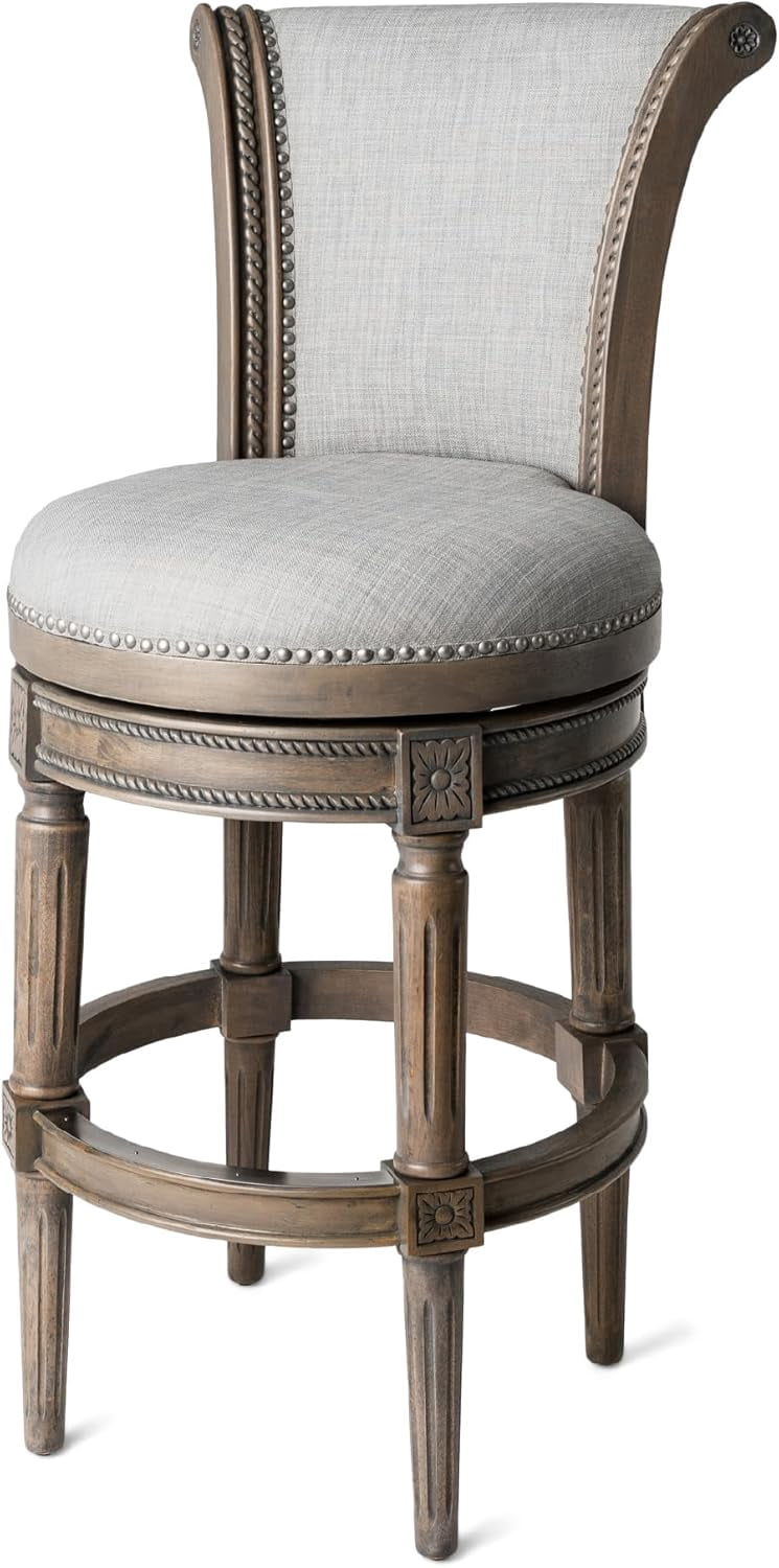 Pullman 31 Inch Tall Bar Height Upholstered Barstool with Back in White ...