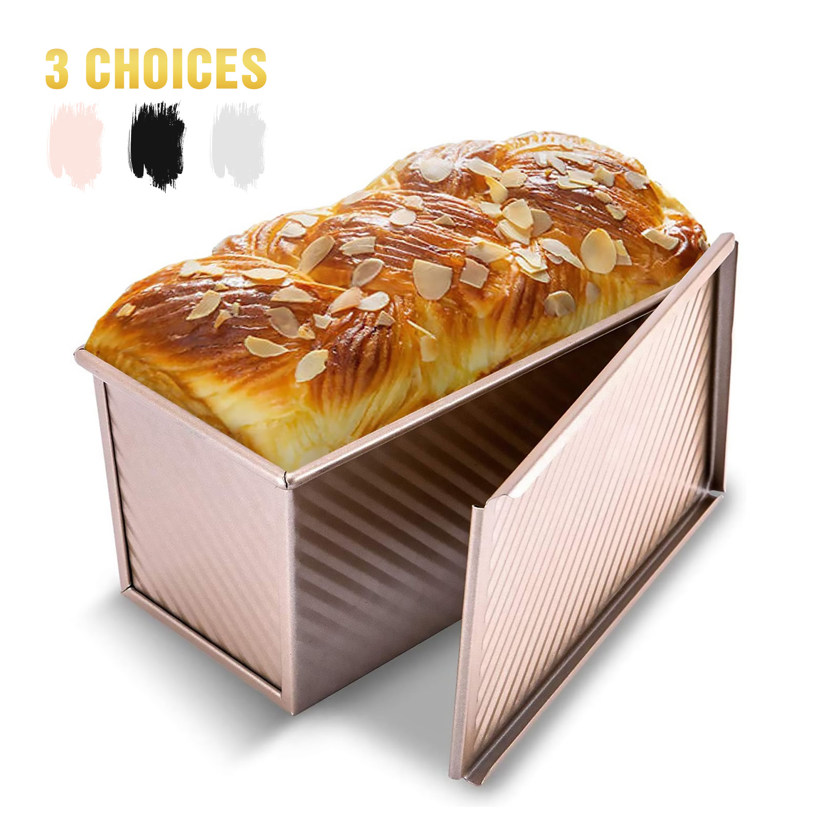 CHEFMADE Mini Pullman Loaf Pan with Lid, 0.66Lb Dough Capacity Non ...