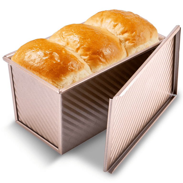 KITESSENSU Pullman Loaf Pan with Lid Non Stick Sturdy 1 lb Dough Capacity Carbon Steel Gold Walmart