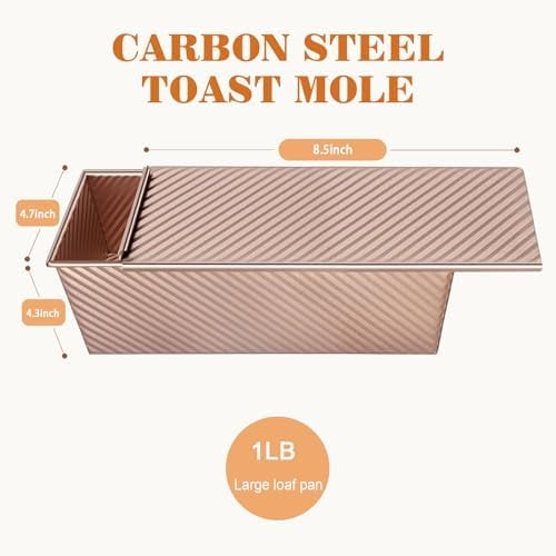 Pullman Loaf Pan with Lid, Non-Stick Carbon Steel Bread Pan for ...