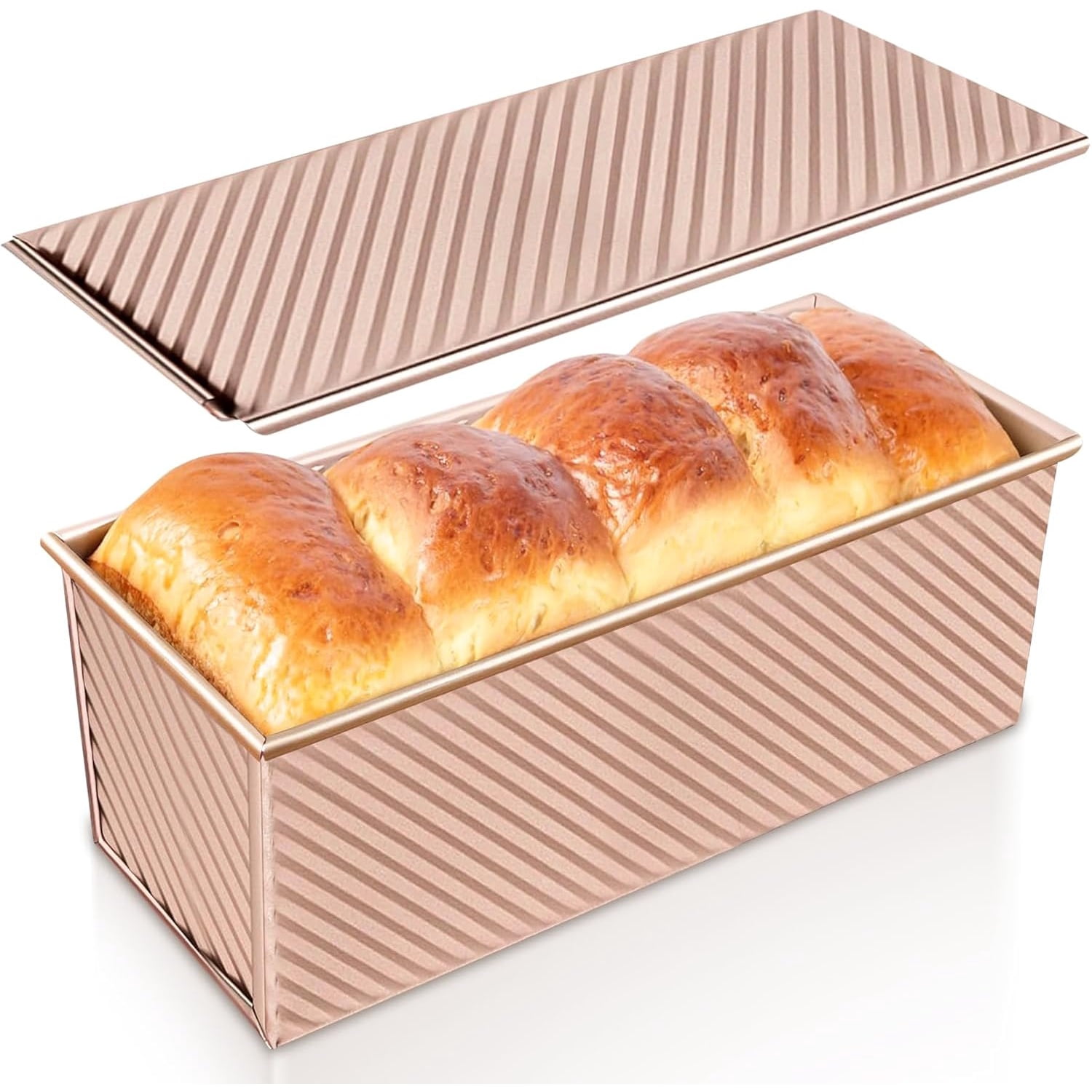Pullman Loaf Pan with Lid, Non-Stick Carbon Steel Bread Pan for ...