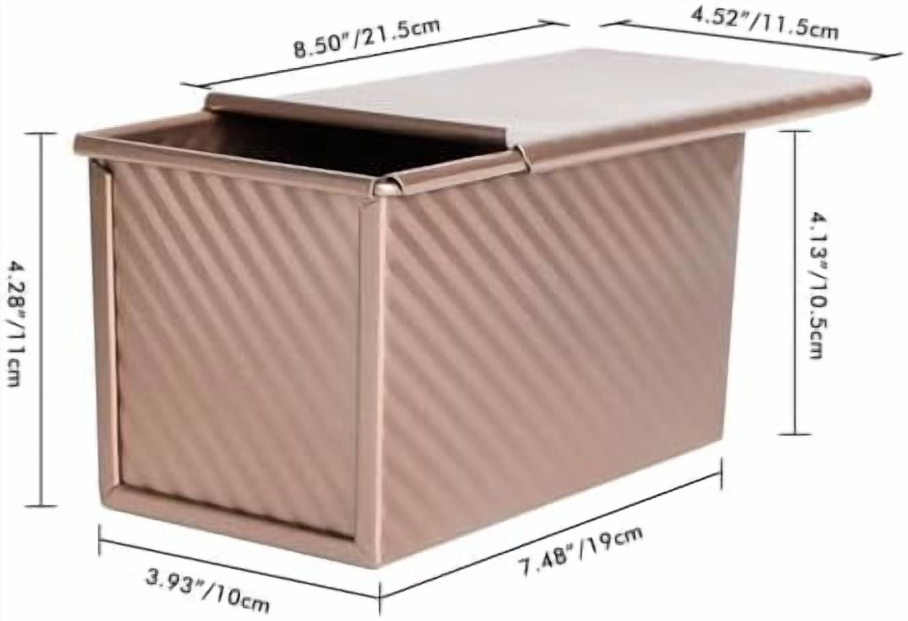 Pullman Loaf Pan with Lid, 1 Pack Non-Stick 1 lb Carbon Steel Bread ...