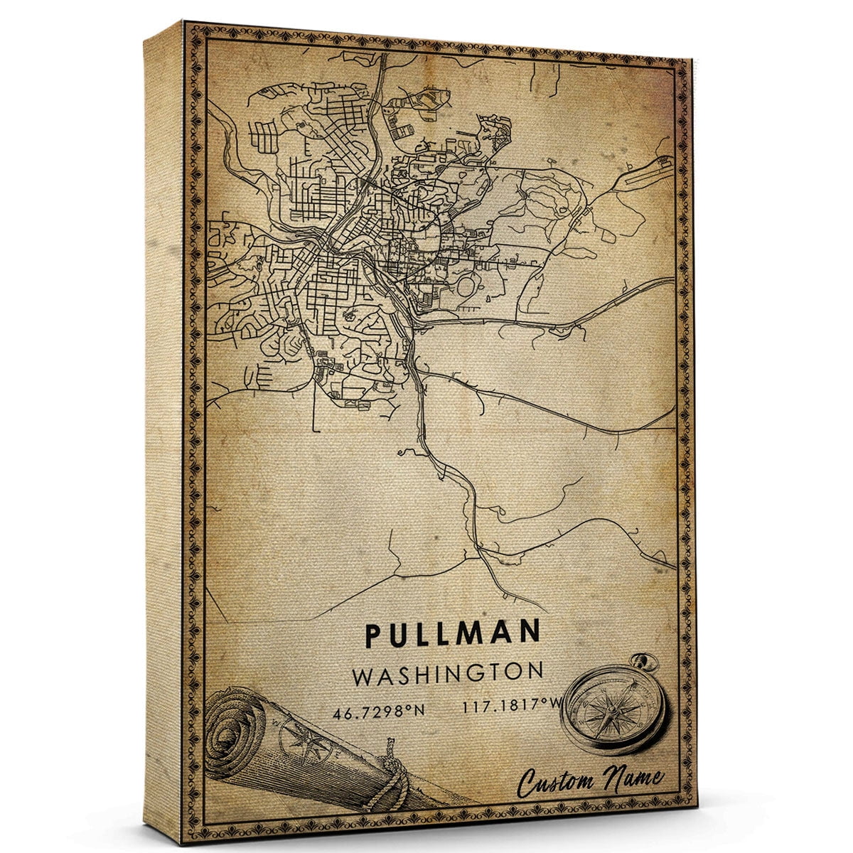 Pullman Map Poster, Washington Map Art Poster, Canvas, Pullman Map City ...