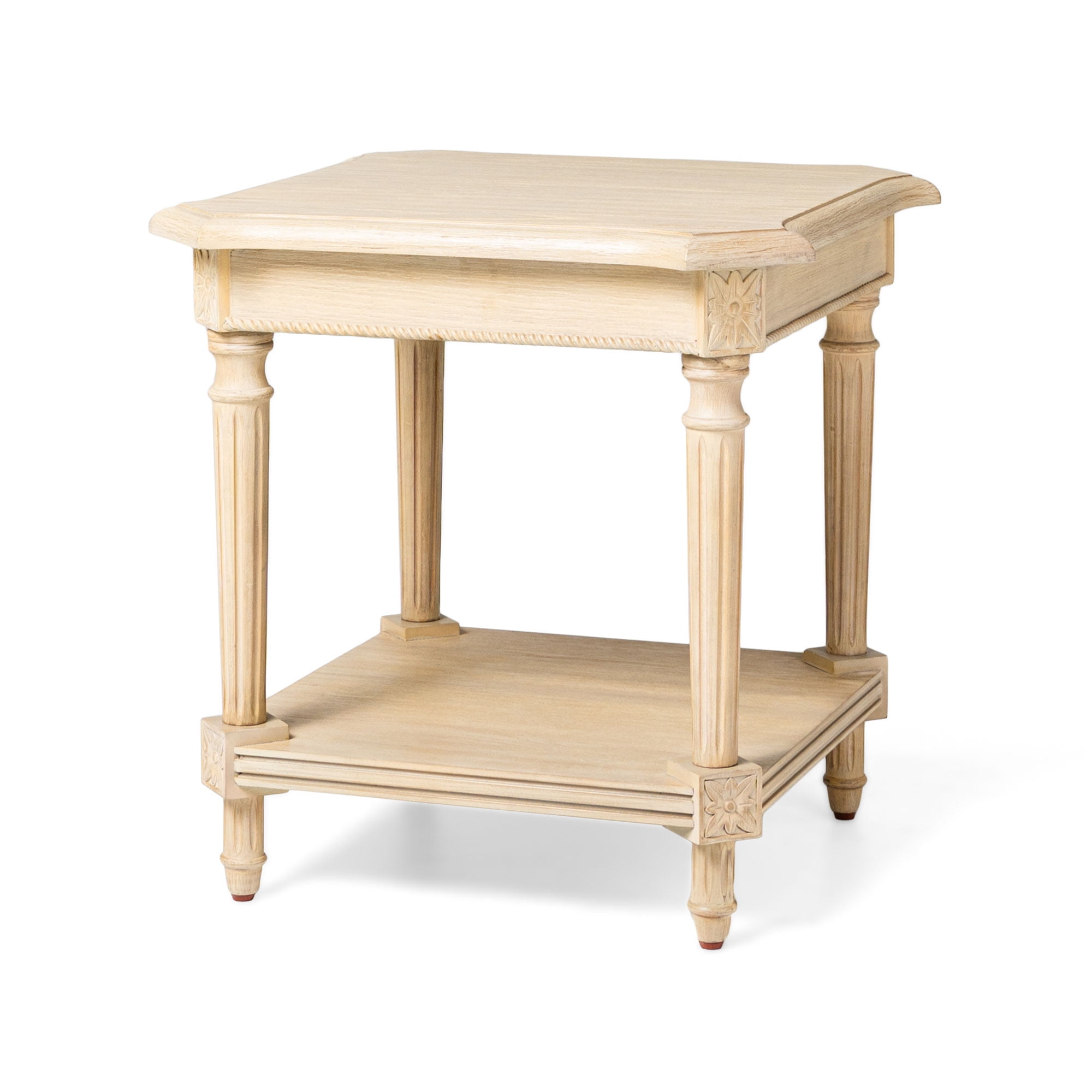 Open Box Pullman Traditional Square Wooden Side Table in Antiqued White ...