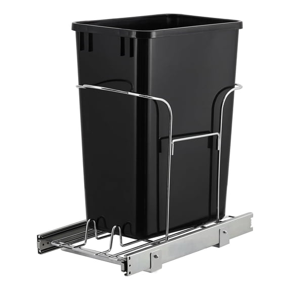 Pullout Trash Can for Under Kitchen Cabinets, Single 30QT Garbage Waste ...