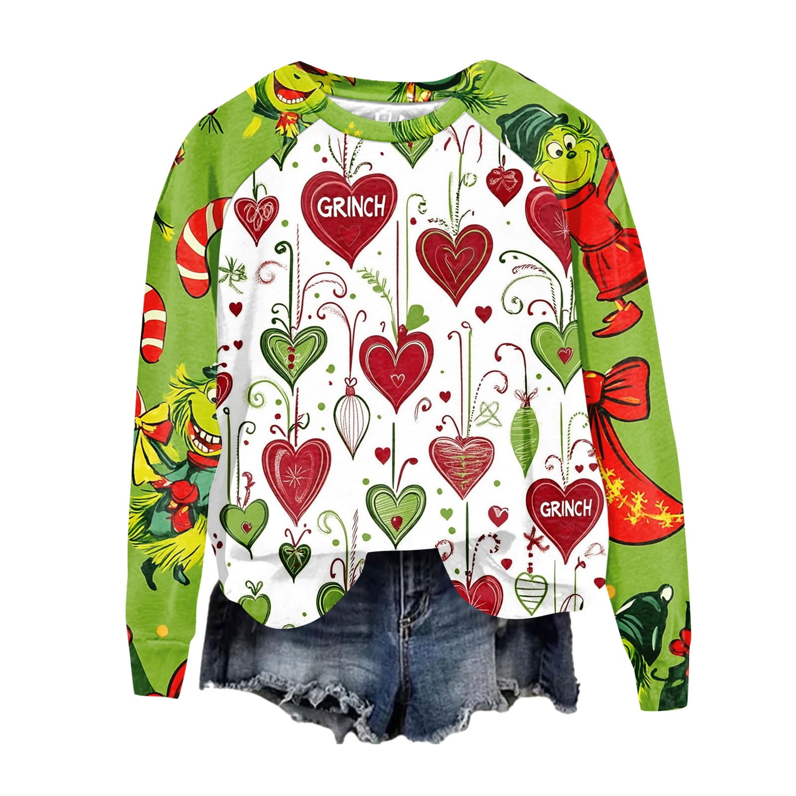 Pullover Sweatshirt Grinch Print Pullover Unisex Casual Sweatshirt ...