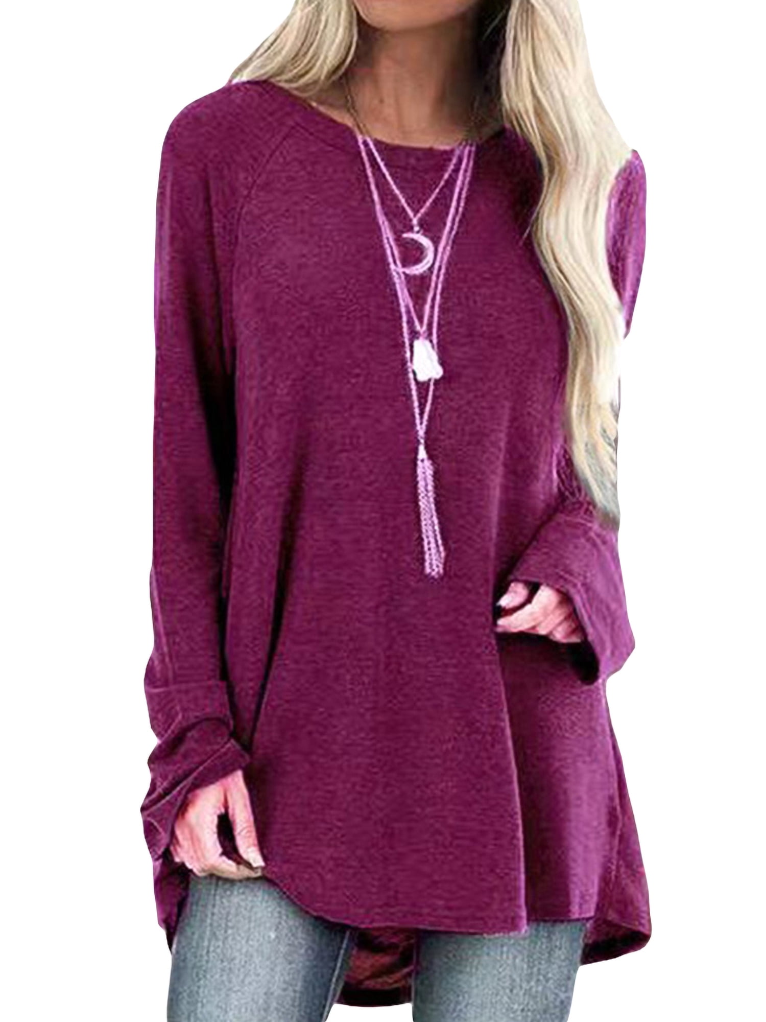 Pullover T Shirts Blouse Tops For Women Baggy Long Sleeve Autumn Winter ...