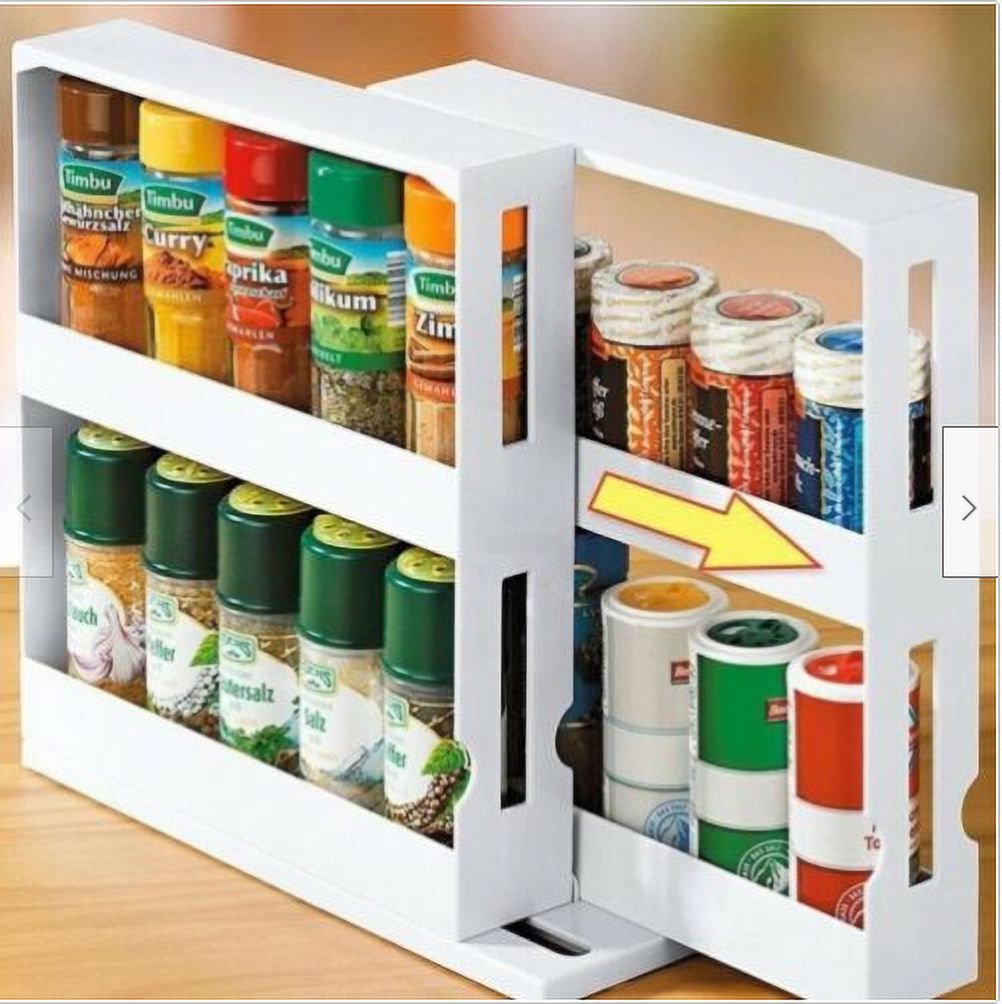 Puloru 1pc Kitchen Spice Organizer Rack Multi-Function Rotating Storage ...