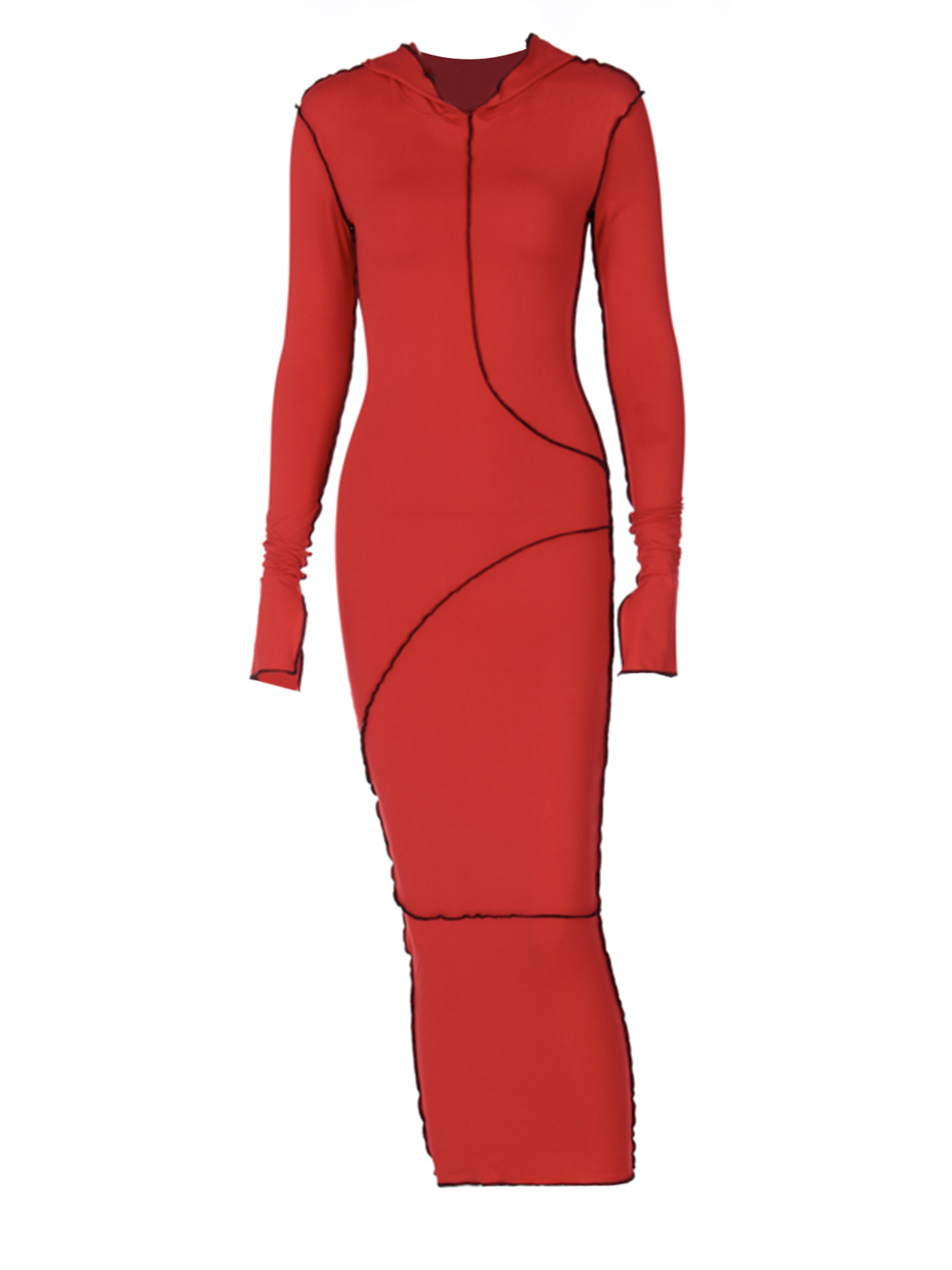 Puloru Women Close-fitting Dress, Long Sleeve Sexy Hooded Long One ...