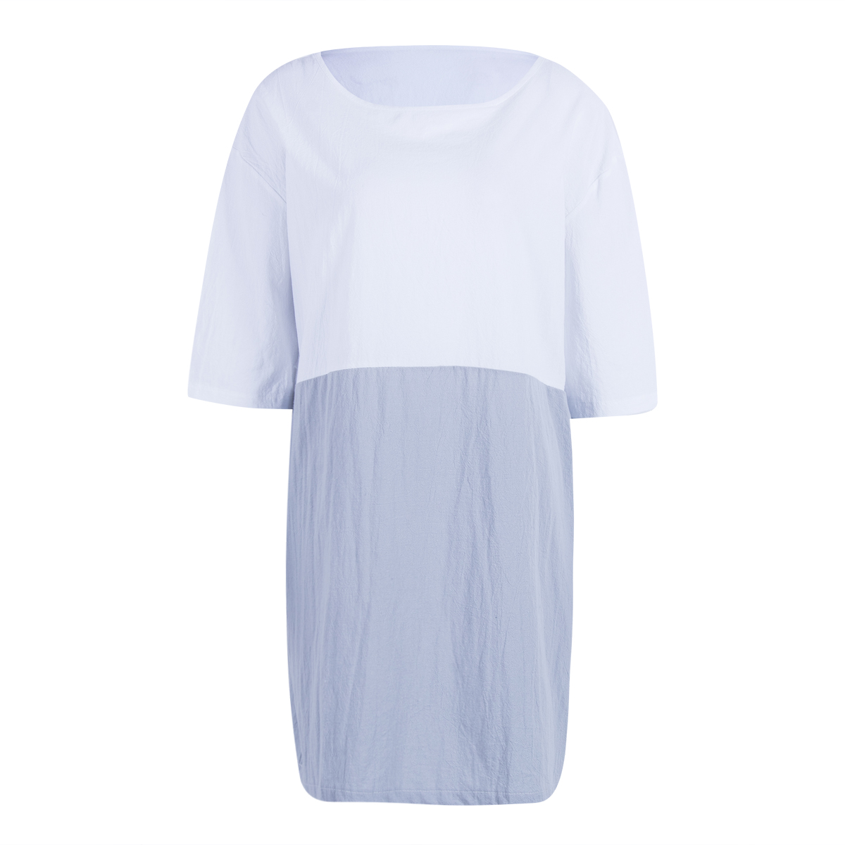 Puloru Women Retro Contrast Color Dress 3/4 Sleeve Crew Neck Cotton ...