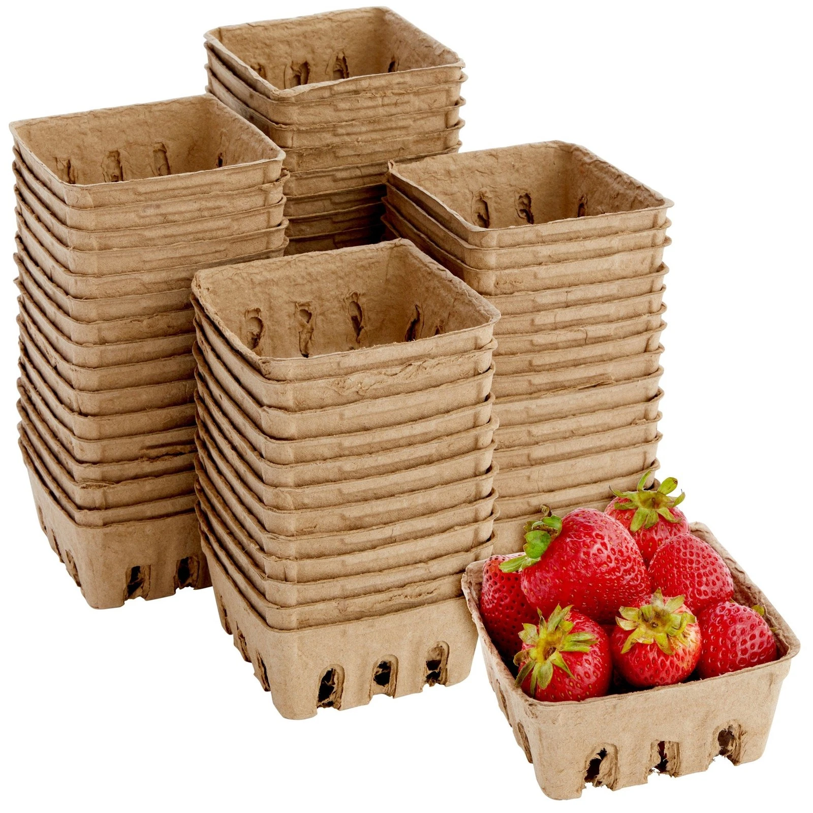 Pulp Fiber Berry Basket for Fruit (1/2 Pint 4 x 4 x 1.81 Inches 60 Pack ...