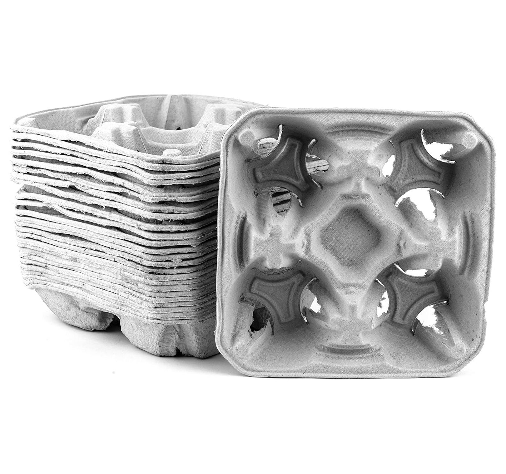 Pulp Fiber Cup Tray Biodegradable 4 Cup 150 Count Compostable, Recyclable - For Hot and Cold ...