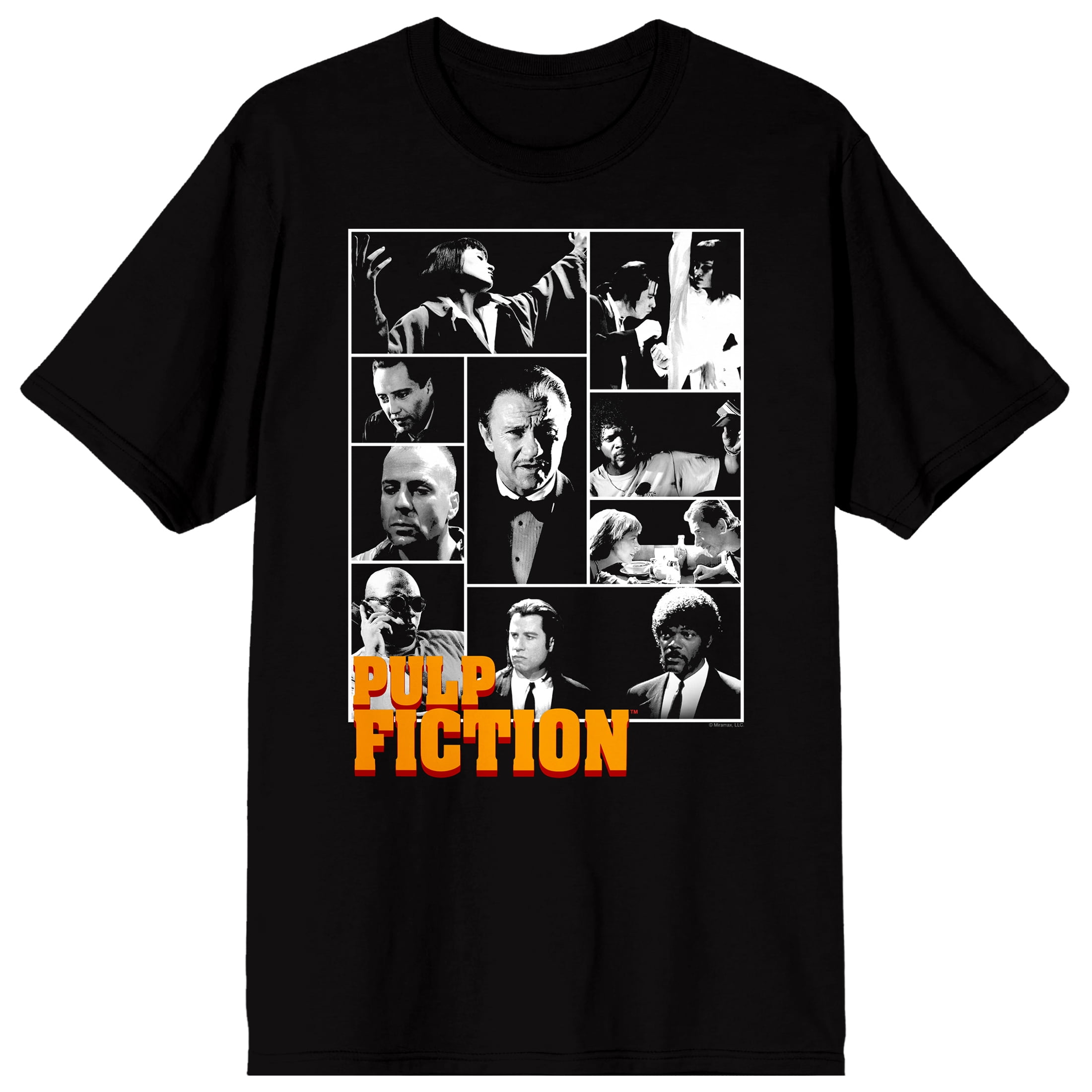 Pulp Fiction Character Collage Men's Black Crew Neck Short Sleeve T ...